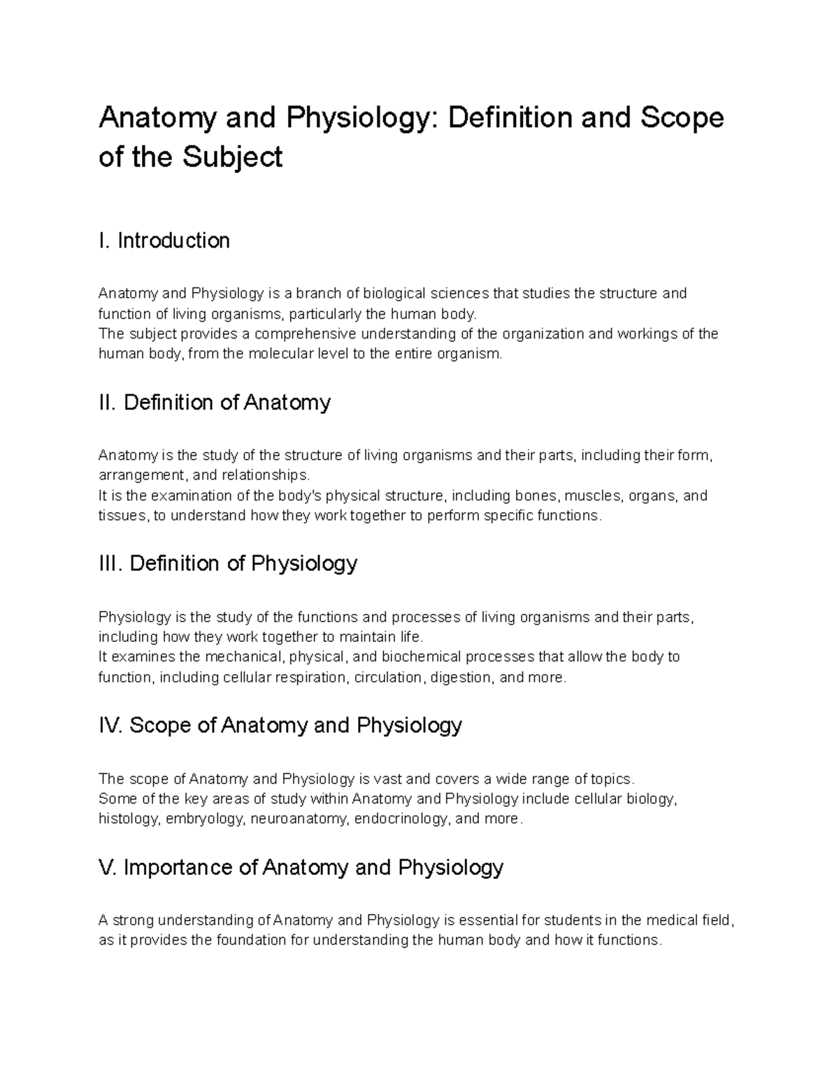 Anatomy And Physiology Ii 1 Anatomy And Physiology Definition And