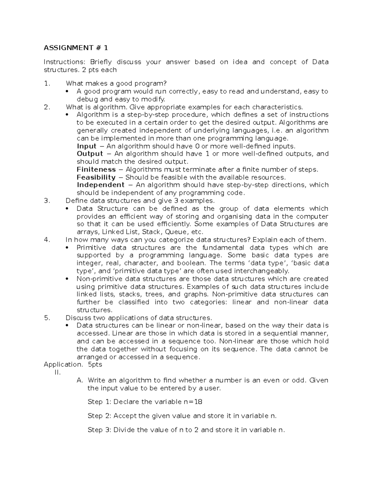 Assignment 1 Dsa Assignment 1 Instructions Briefly Discuss