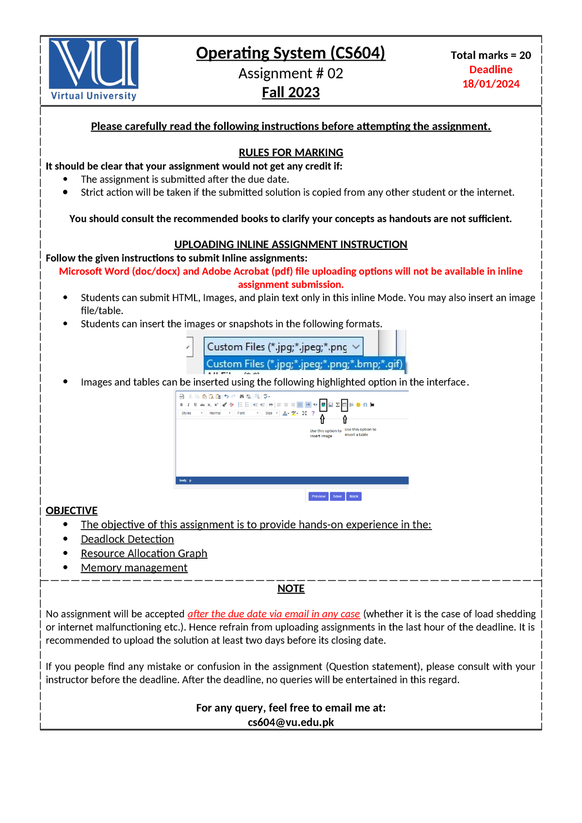 Fall 2023 Cs604 Assignment 2 Operating System Cs604 Assignment 02