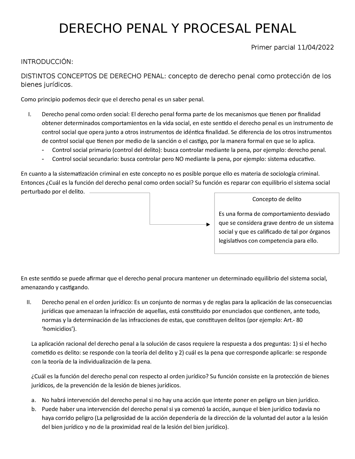 Derecho Penal Y Procesal Penal Resumen Primer Parcial Derecho Penal Y