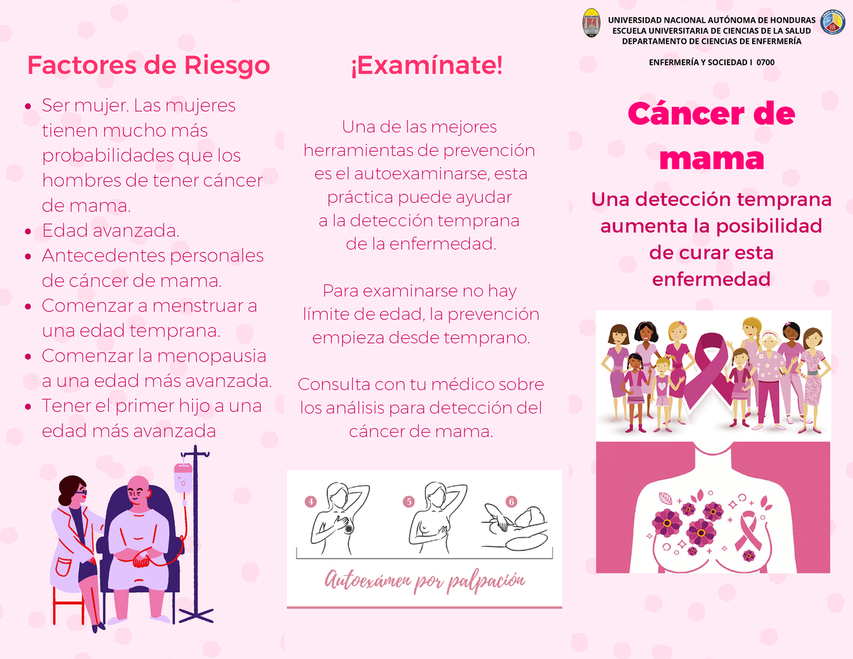 Folleto Sobre La Prevención Del Cáncer De Mama Ilustrado Moderno Rosa