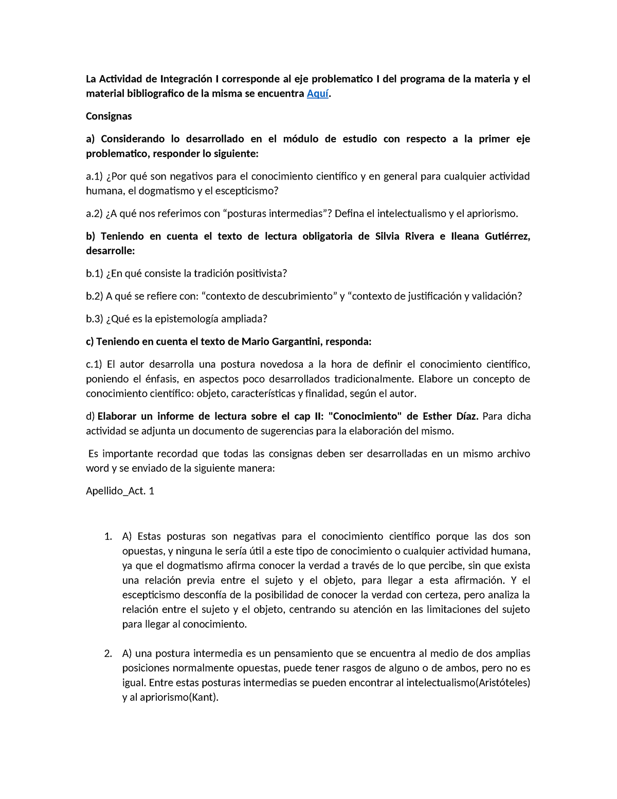 Trabajo Practico 1 La Actividad De Integración I Corresponde Al Eje