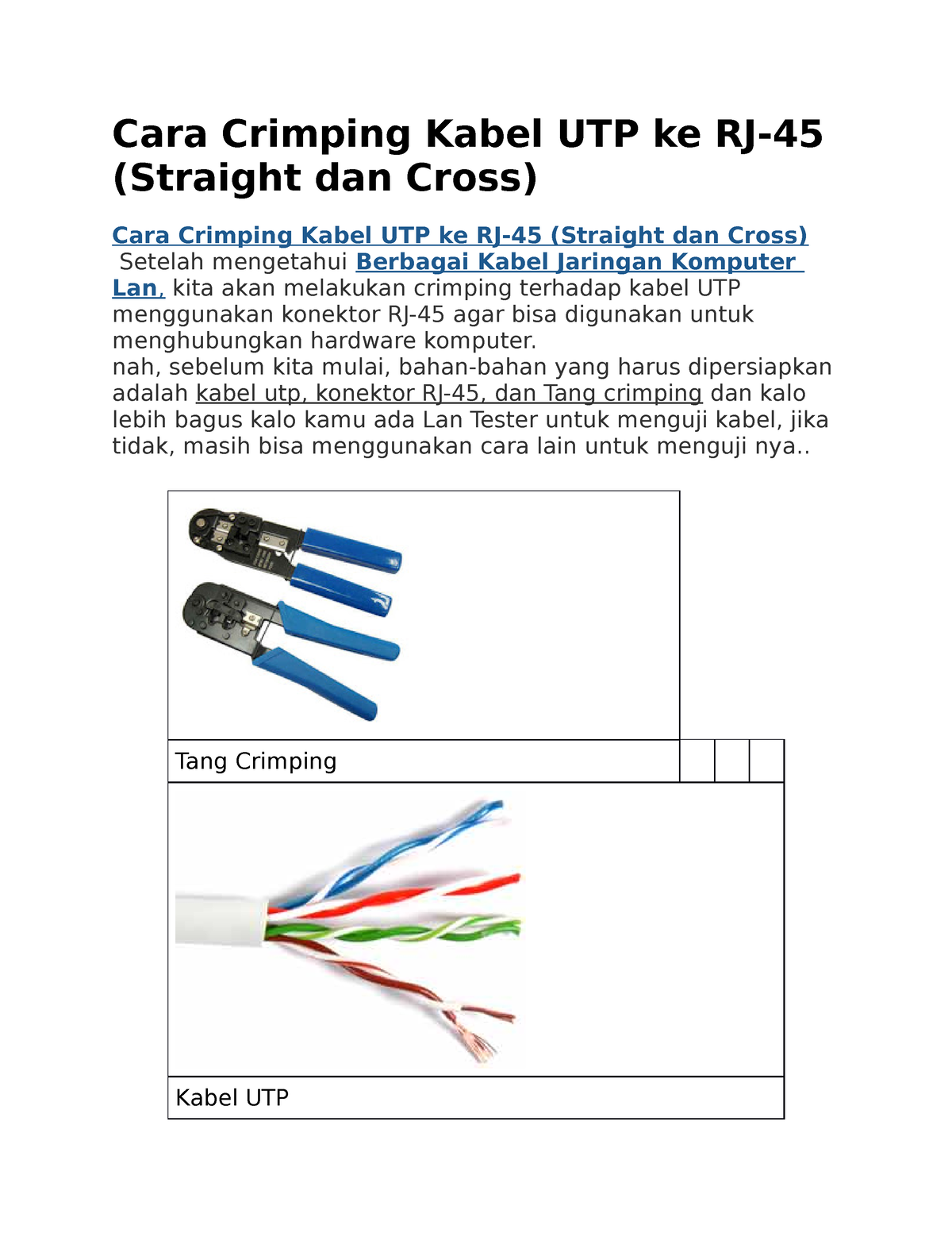 Cara Crimping Dan Pasang Konektor Rj45 Pada Kabel Pdf 42 Off