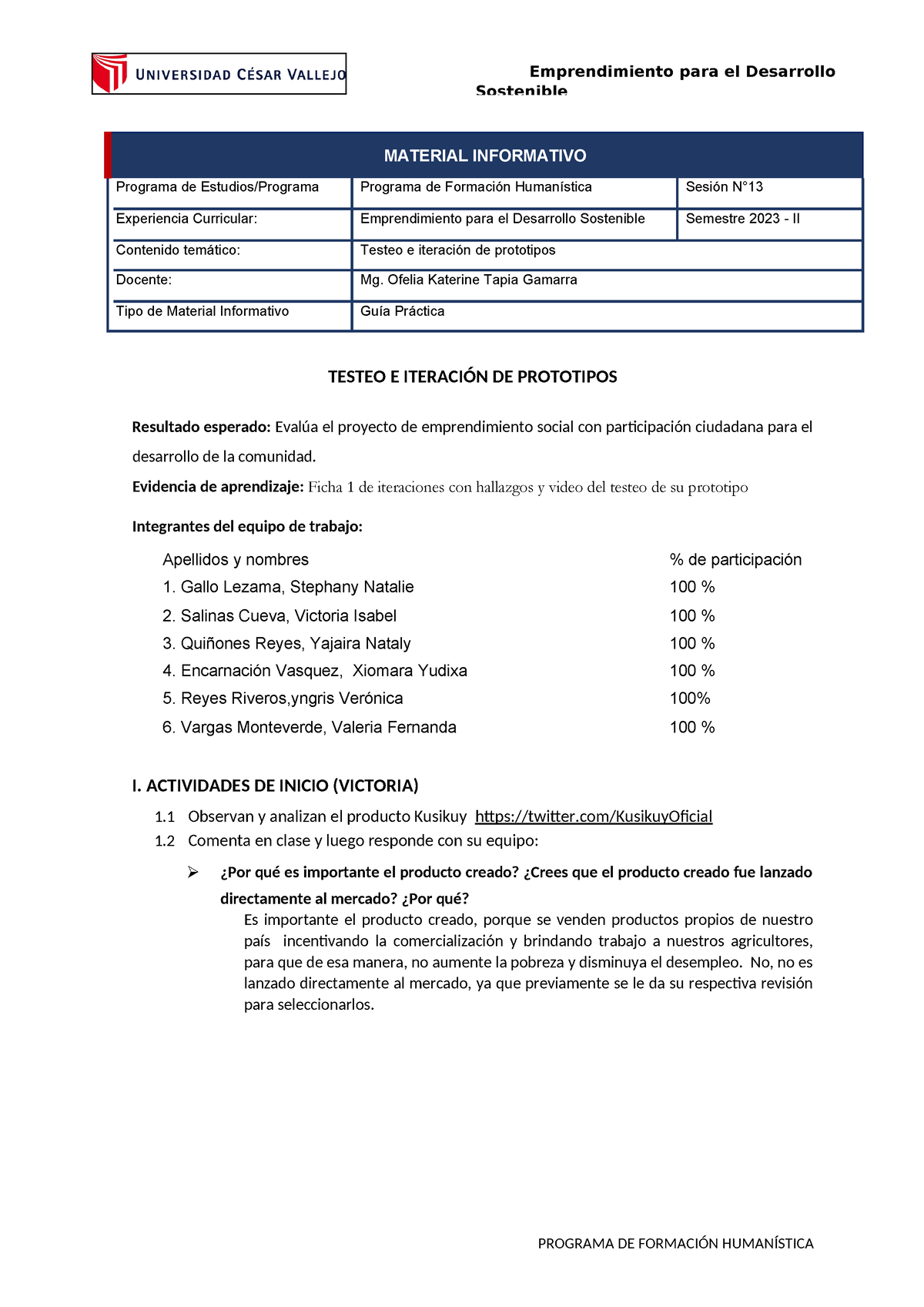 Guía Práctica N° 13 Guia 13 Sostenible Material Informativo