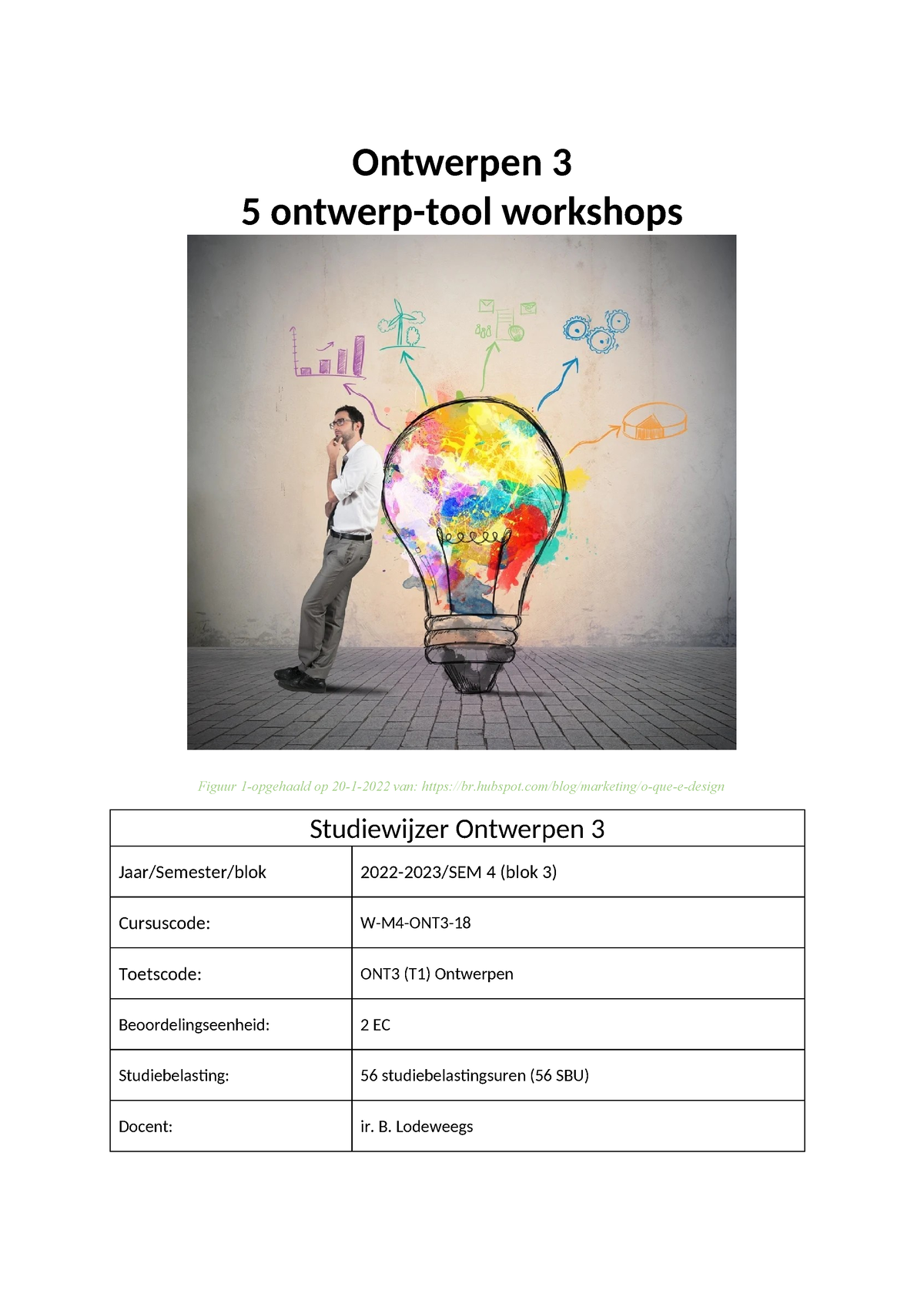 Studiewijzer Ont3 2022 2023 Ontwerpen 3 5 Ontwerp Tool Workshops