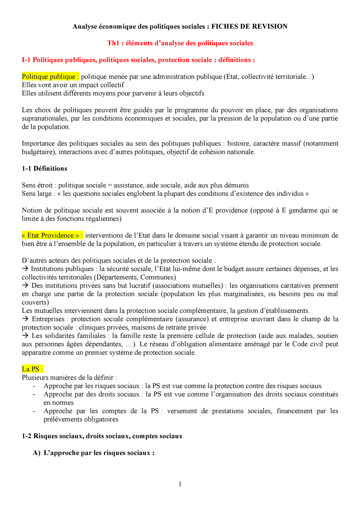 Fiche Th1 Résumé Du Premier Thème De Cours Analyse Des Politiques