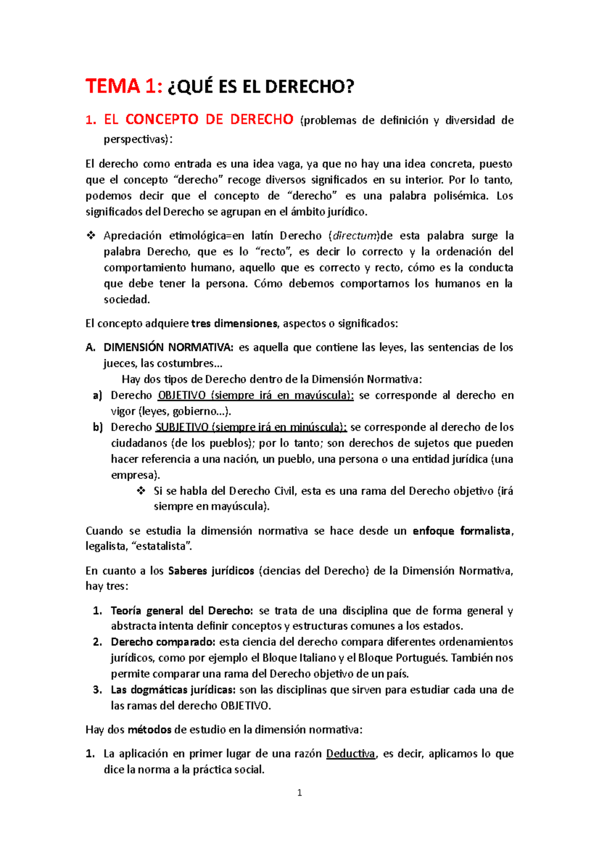 Tema 1 Asignatura Teoria Del Derecho Tema 1 ¿quÉ Es El Derecho 1