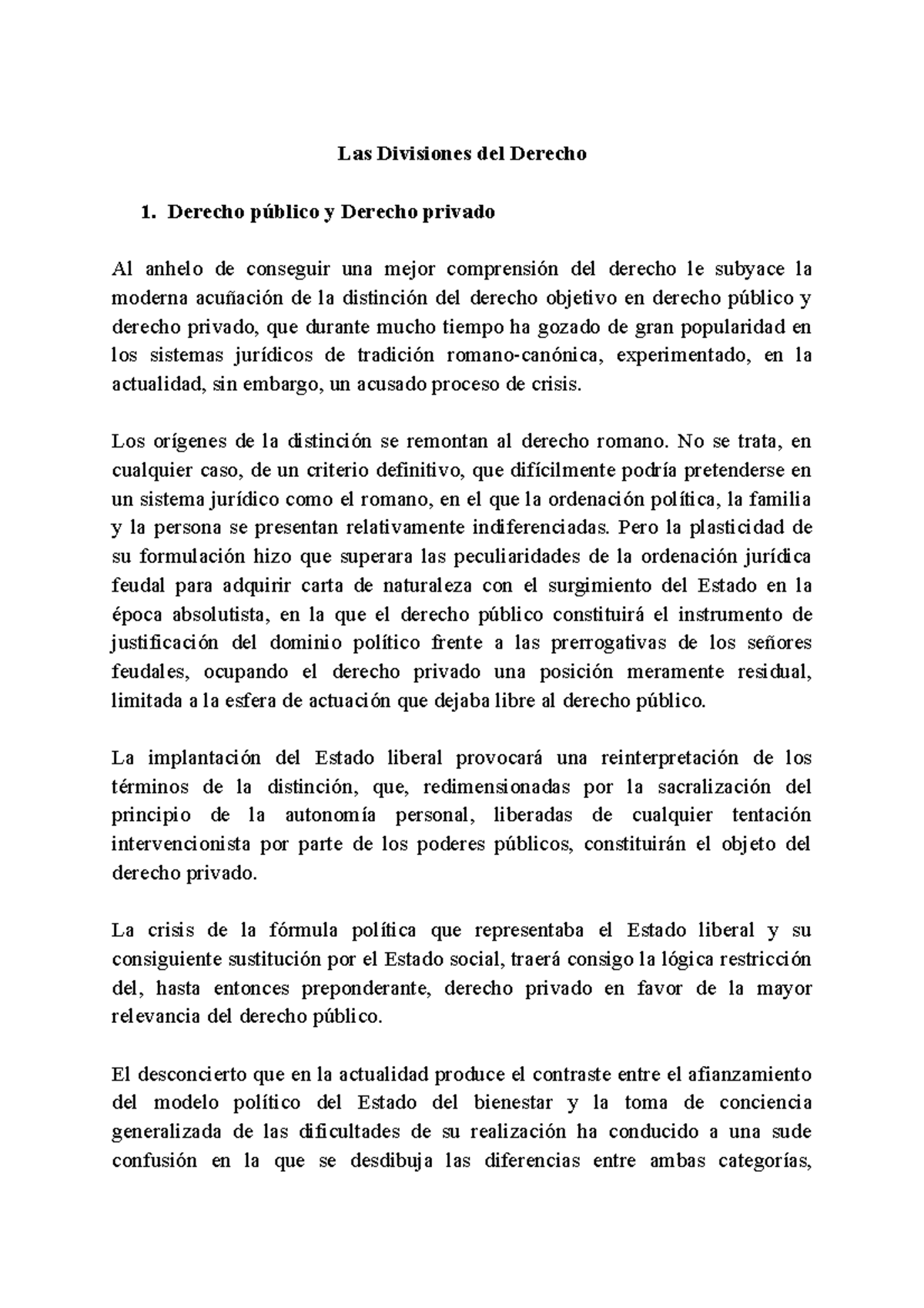 Resumen Tema 3 Teoría Del Derecho Las Divisiones Del Derecho 1