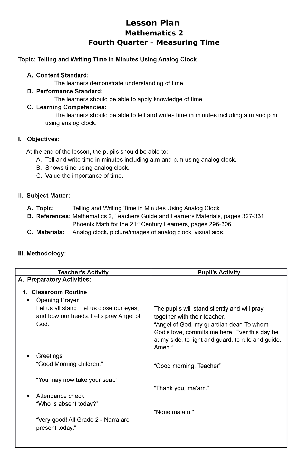 Detailed Lesson Plan In Mathematics Grade 2 Lesson Pl