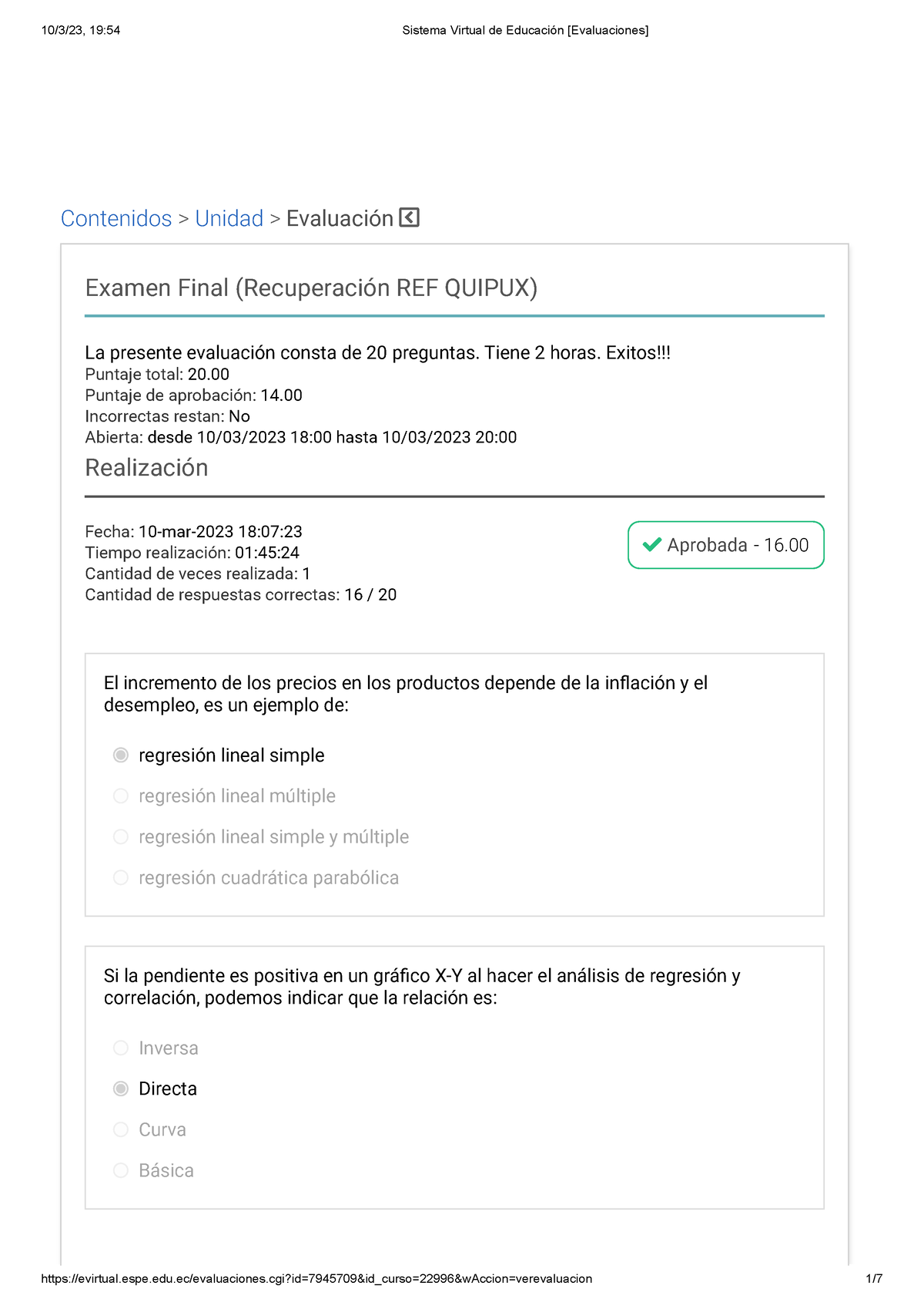 Sistema Virtual De Educación Evaluaciones Estadistica Contenidos