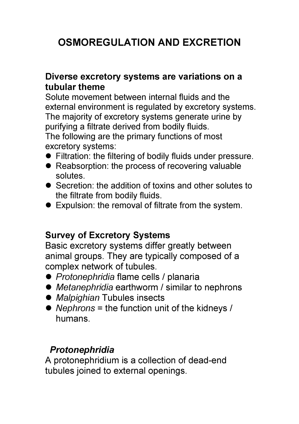 Osmoregulation And Excretion 3 Osmoregulation And Excretion Diverse