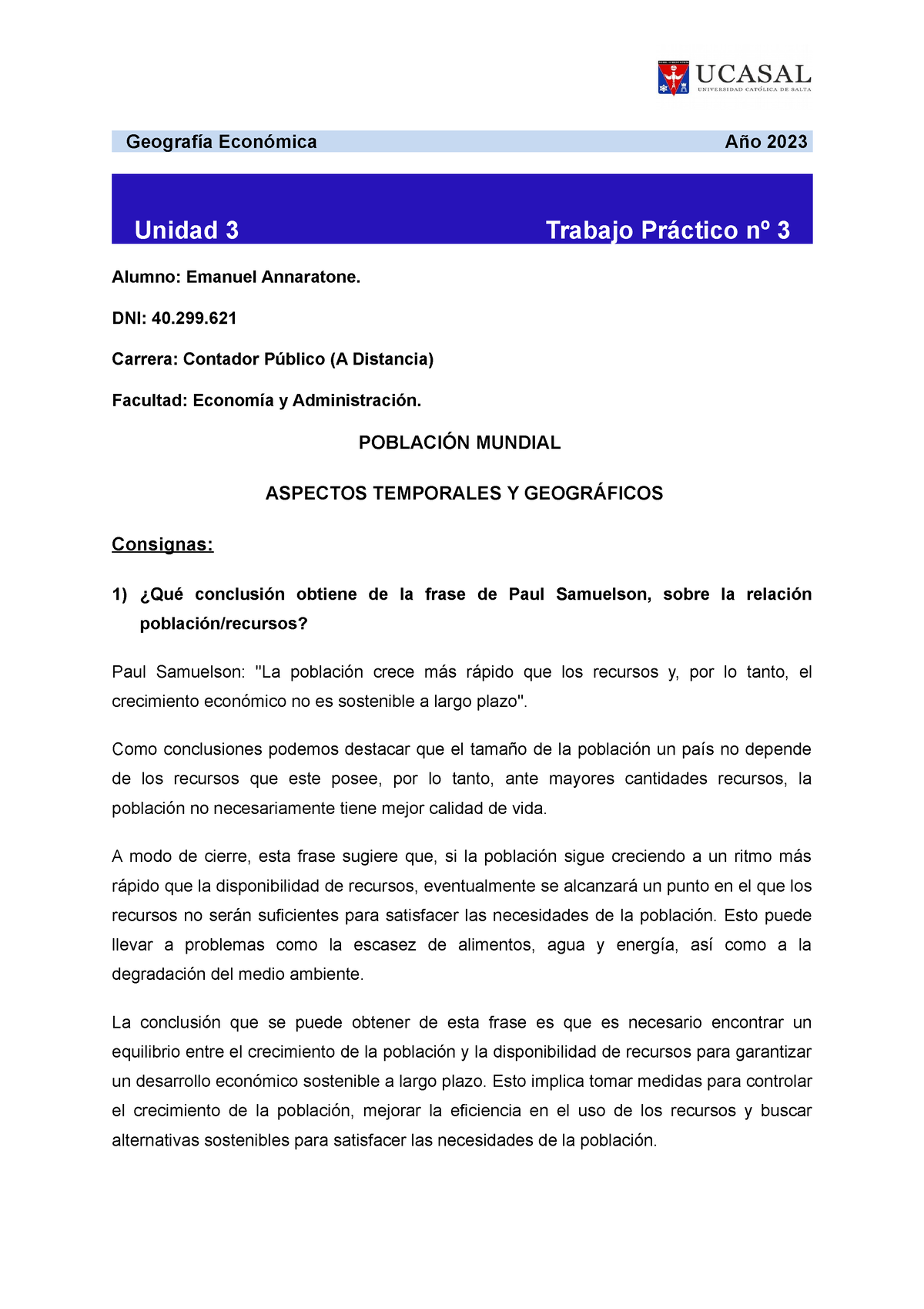 Tp 3 Geografía Económica Geografía Económica Año 2023 Unidad 3