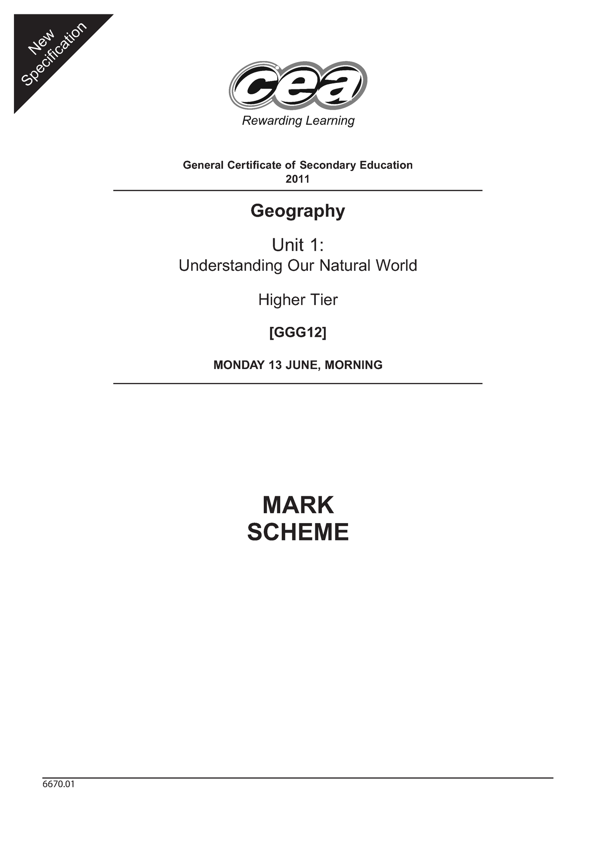 Gcse Geog Past Papers Mark Schemes Standard May June Series 2011 9165