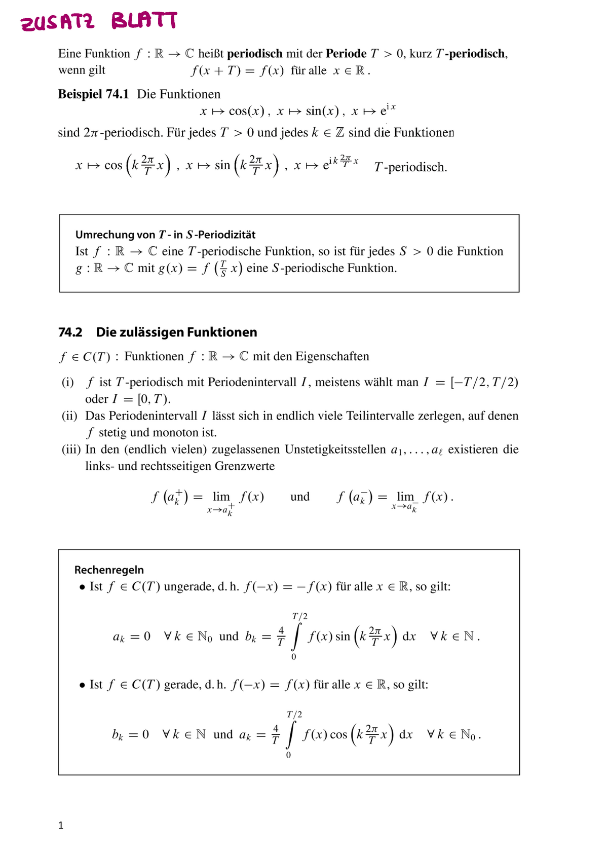 Formelsammlung Und Zusammenfassung Für Reihen Höhere Mathematik 3 1