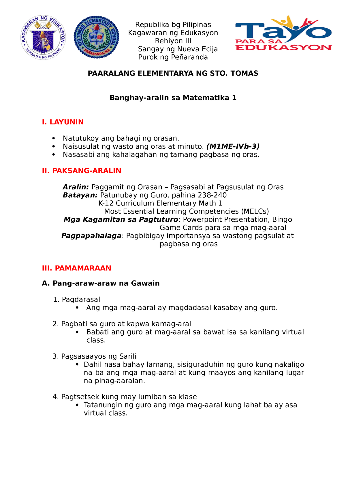 Filipino Detailed Lesson Plan Masusing Banghay Aralin Sa Filipino My