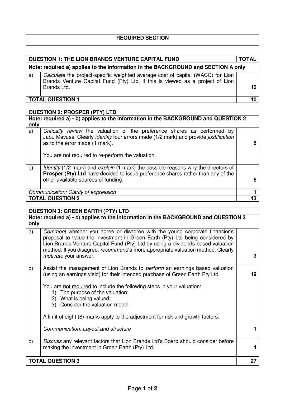 2021 Fbs300 Year Test 3 Required Final Page 1 Of 2 Required Section