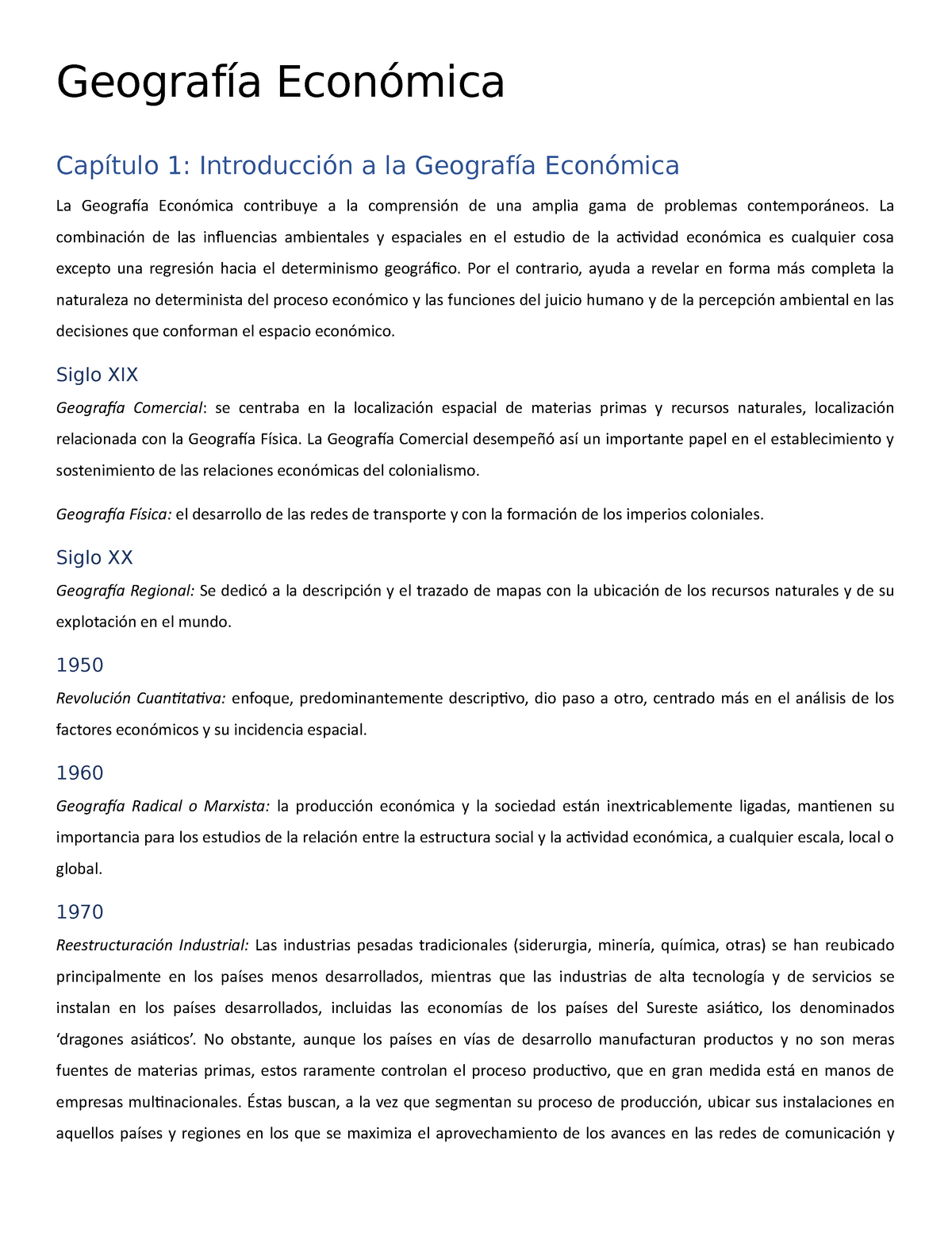 Geografía Económica Resumen 1er Parcial Geografía Económica Capítulo