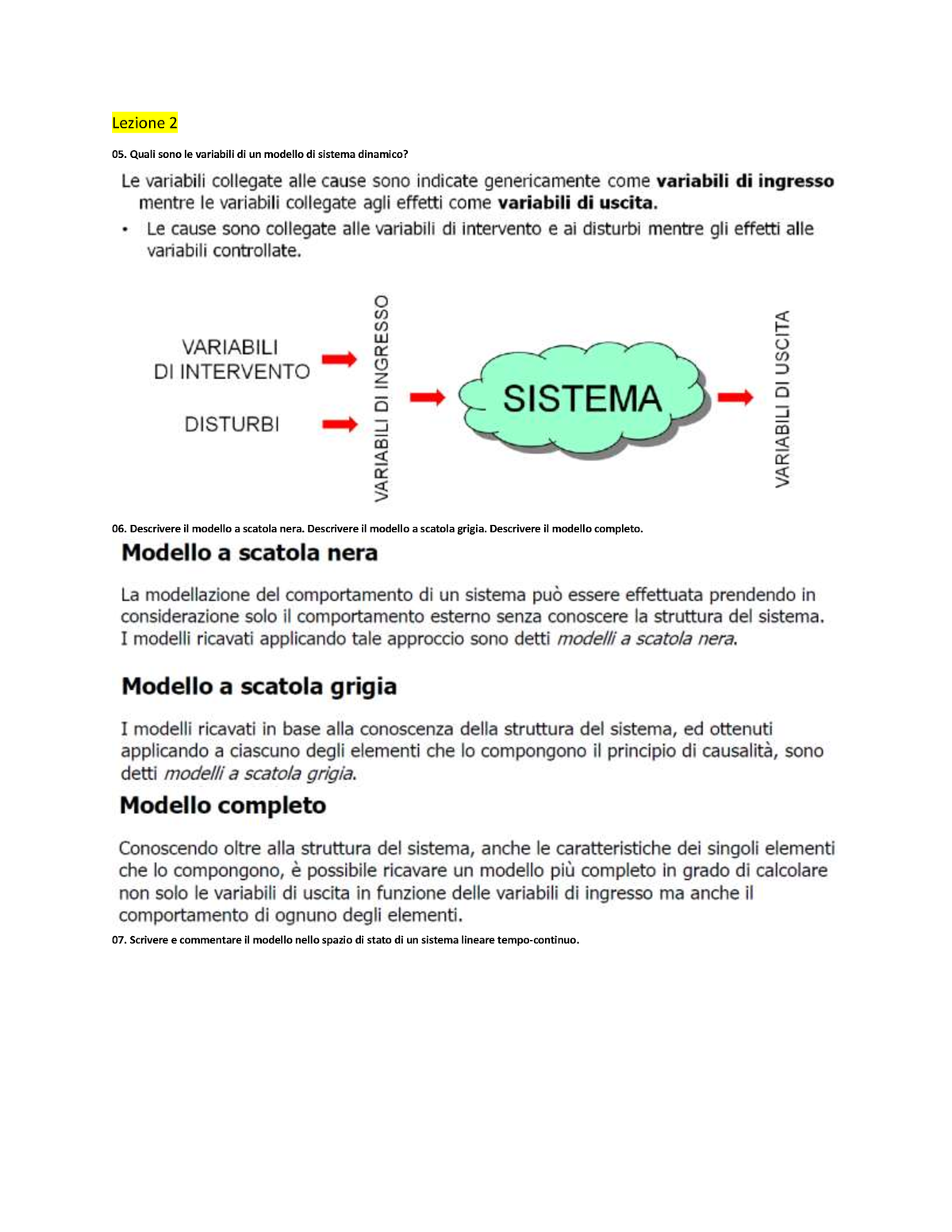 Sistemi Di Controllo Avanzati Aperte Lezione 2 Quali Sono Le