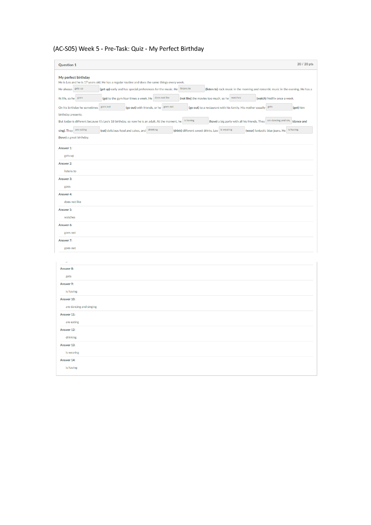 Ac S05 Week 5 Pre Task Quiz My Perfect Birthday Ingles Ii Ac S05