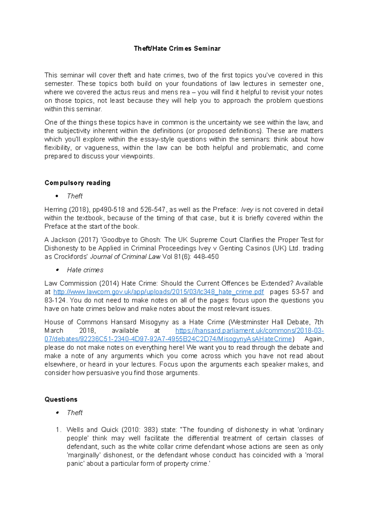 Samplepractice Exam 4 April Winter 2019 Questions Thefthate Crimes