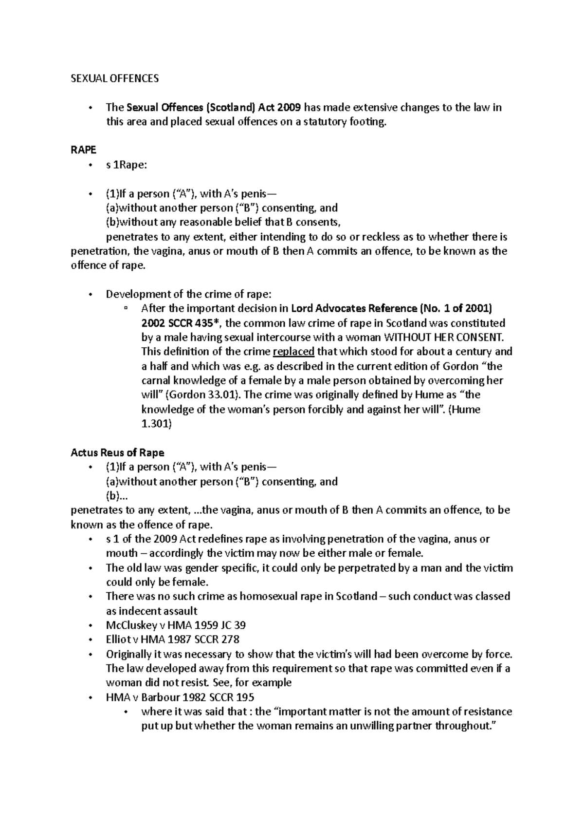 Sexual Offences Lecture Notes 7 Sexual Offences The Sexual Offences