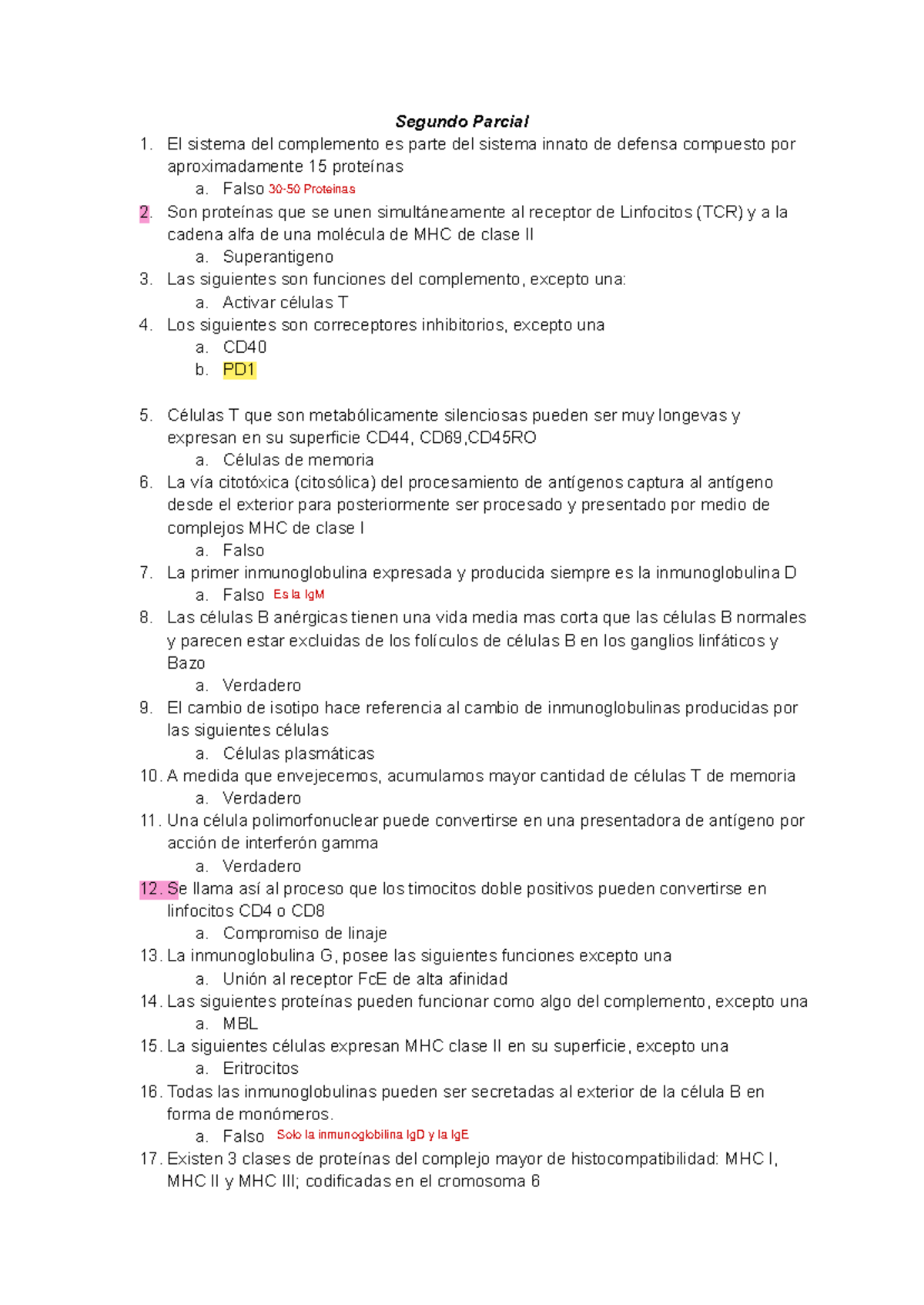 Parcial 2 Inmunología Segundo Parcial El Sistema Del Complemento Es