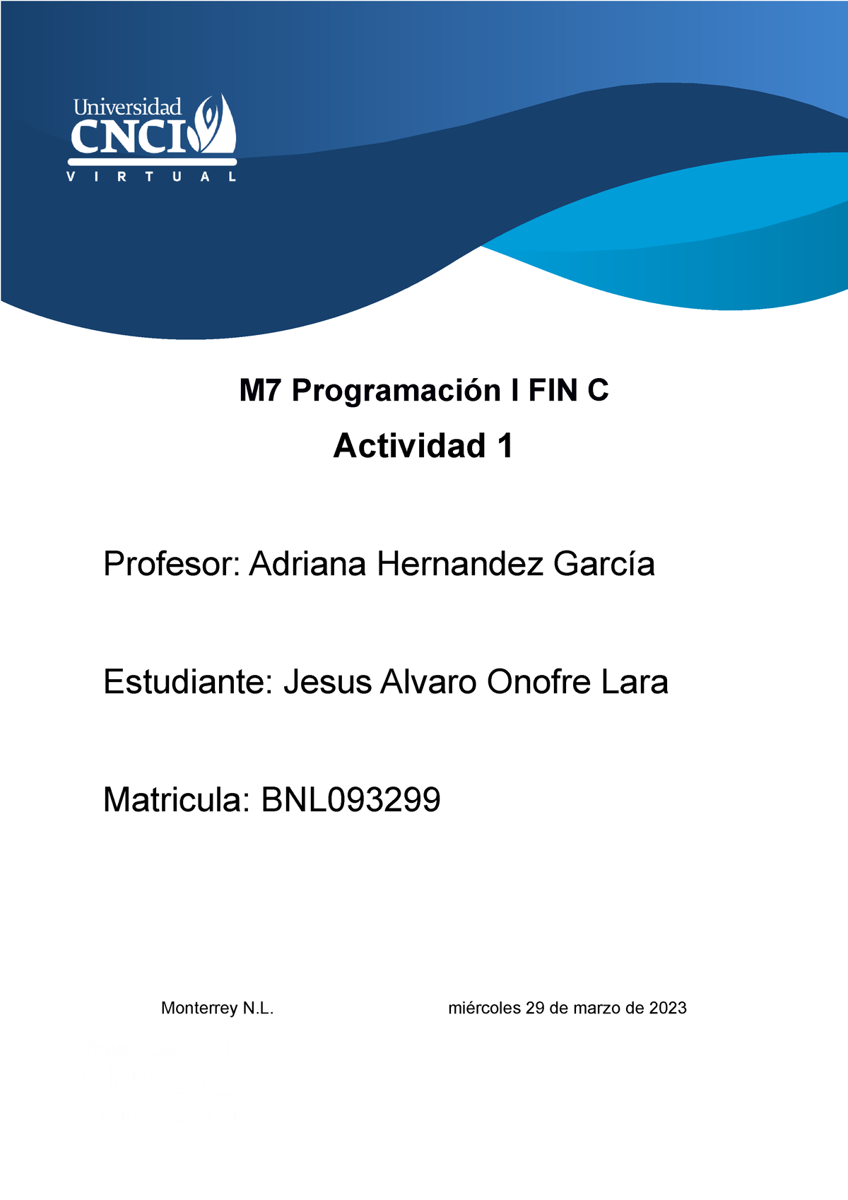 Proyecto Modular Administracion 27 M7 Programación I Fin C Actividad