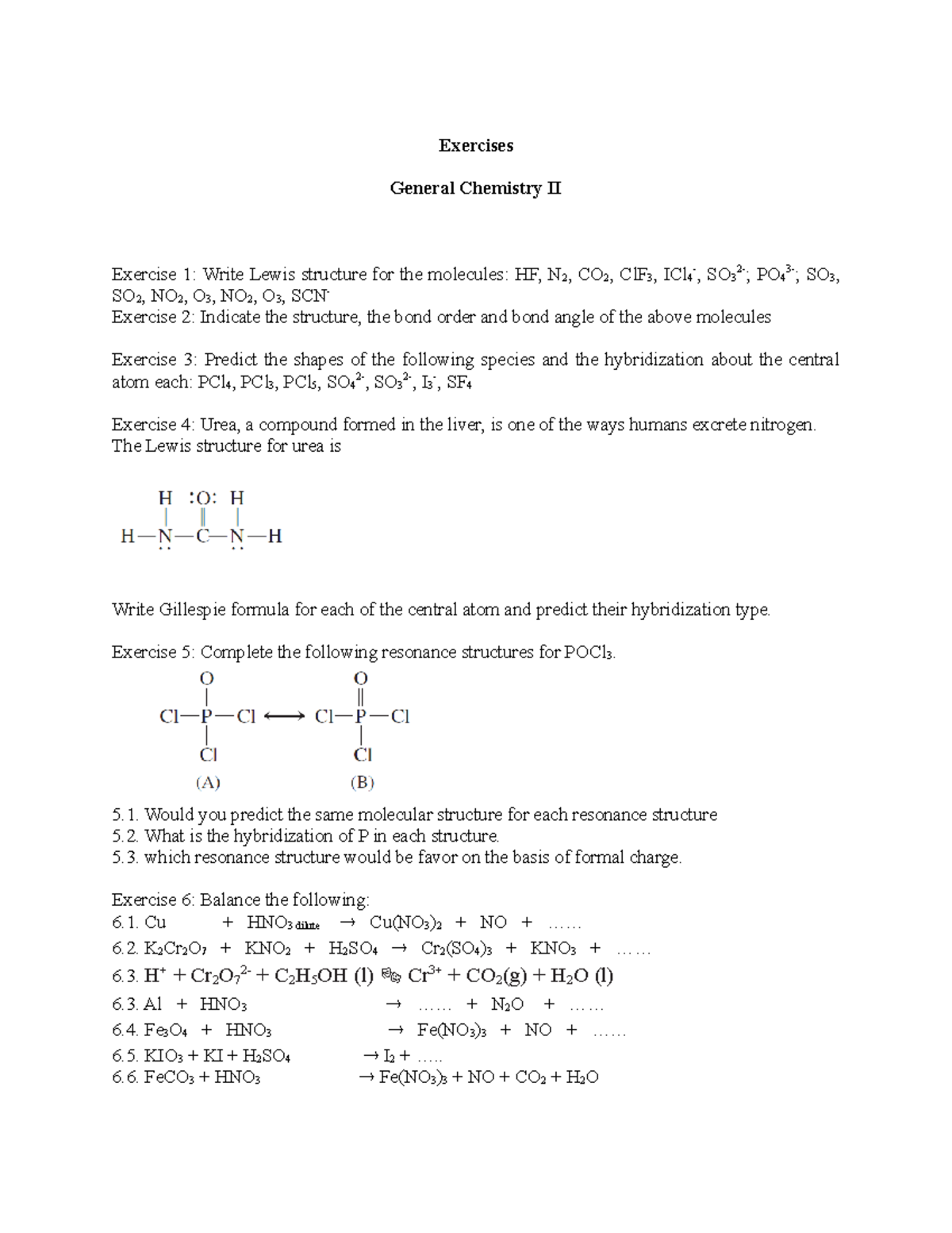 Assigments Lewis Electrochemistry Exercises General Chemistry Ii