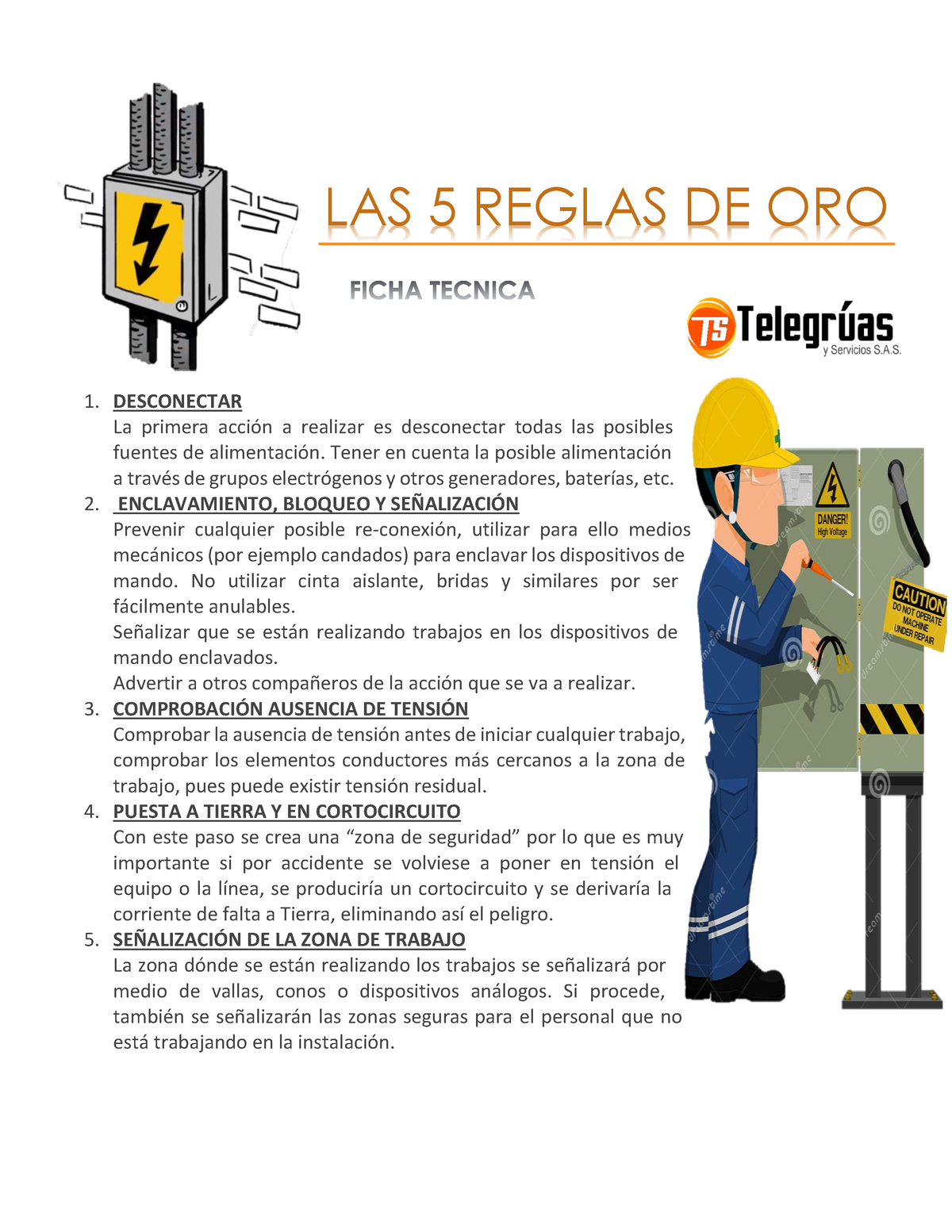 Ficha Tecnica 5 Reglas De Oro Las 5 Reglas De Oro 1 Desconectar La