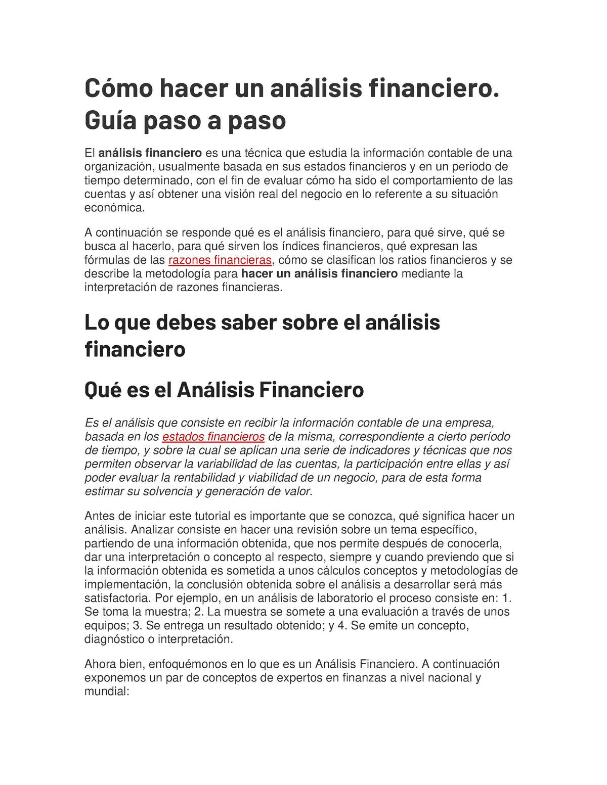 Cómo Hacer Un Análisis Financiero Guía Paso A Paso El Análisis