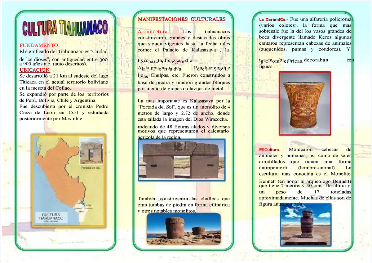 Pdf Triptico Cultura Tiahuanaco Fundamento El Significado Del