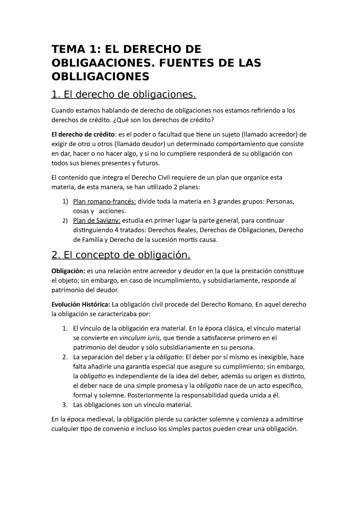 Tema 1 Ob Tema 1 Derechos De Obligaciones Y Contratos Eladio Tema