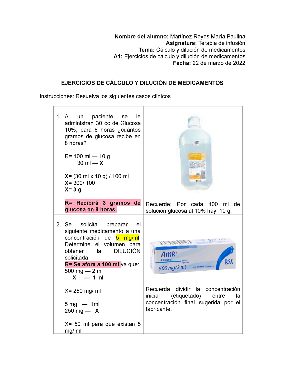 Cálculo Y Dilución De Medicamentos Terapia Intravenosa Unam Studocu