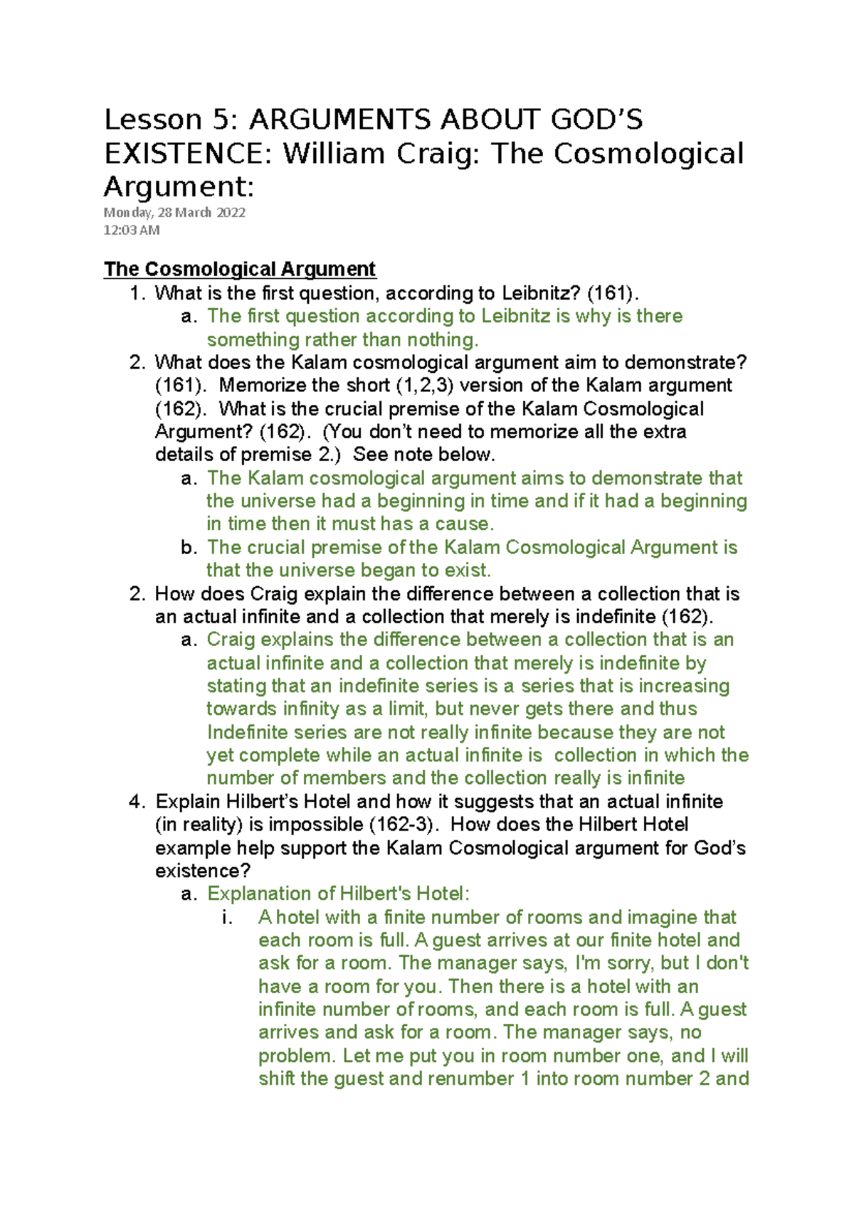 Lesson 5 Arguments About Gods Existence William Craig The Cosmological