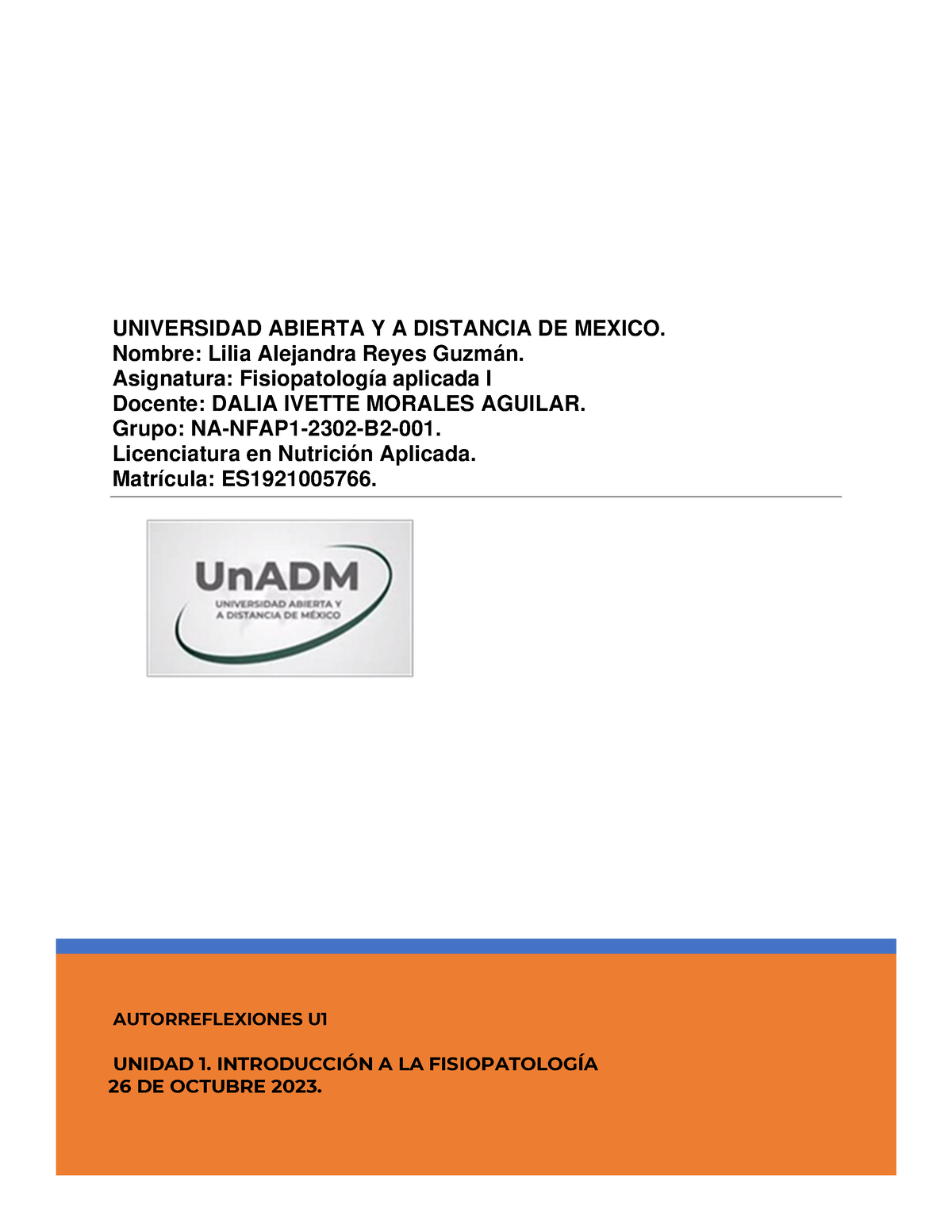 Fap1 U1 Atr Lirg Fisiopatologia 1 Autorreflexiones U Unidad 1