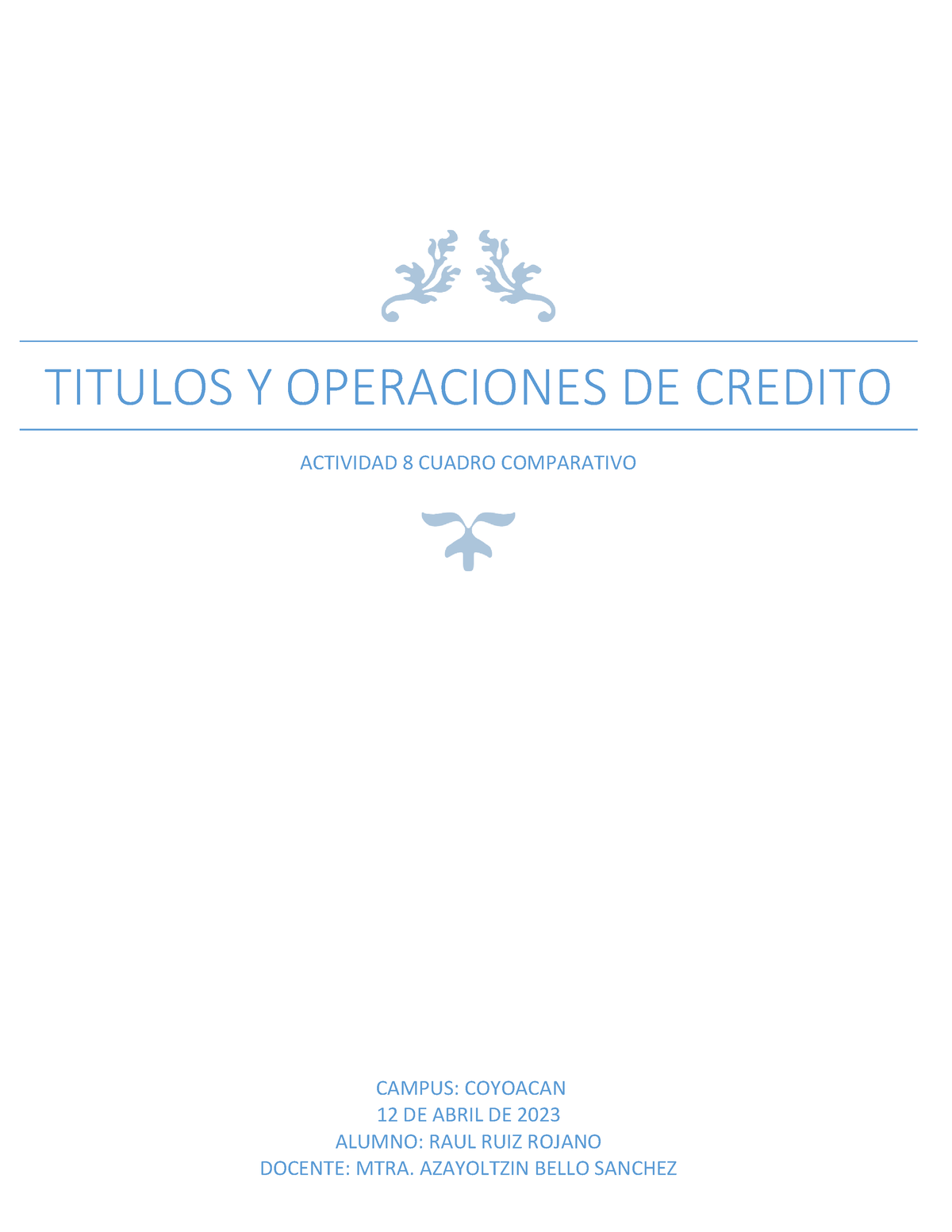 A8 Cuadro Comparativo Titulos Y Operaciones De Credito Actividad 8