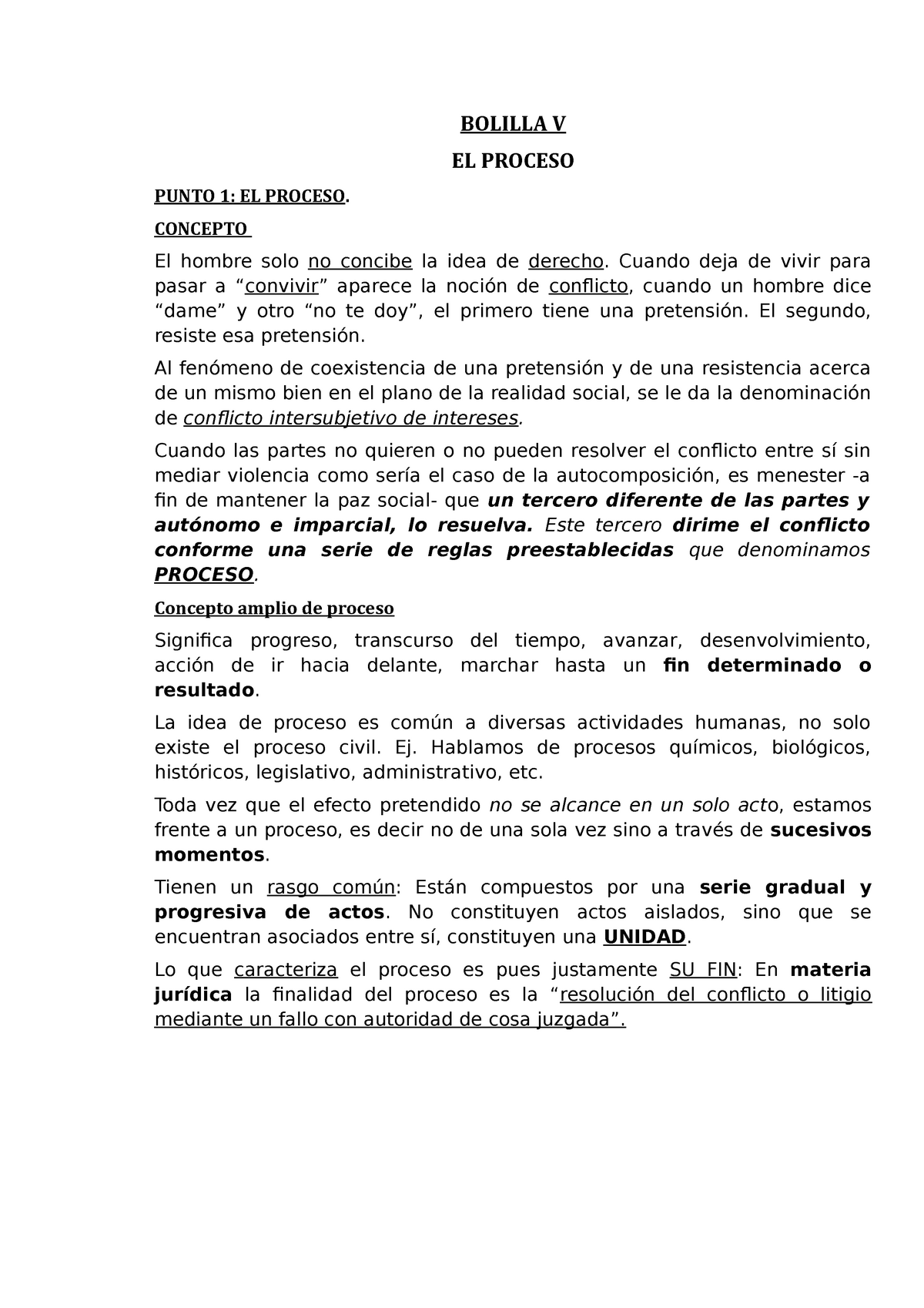 Bolilla 5 Resumen Procesal Civil Bolilla V El Proceso Punto 1 El