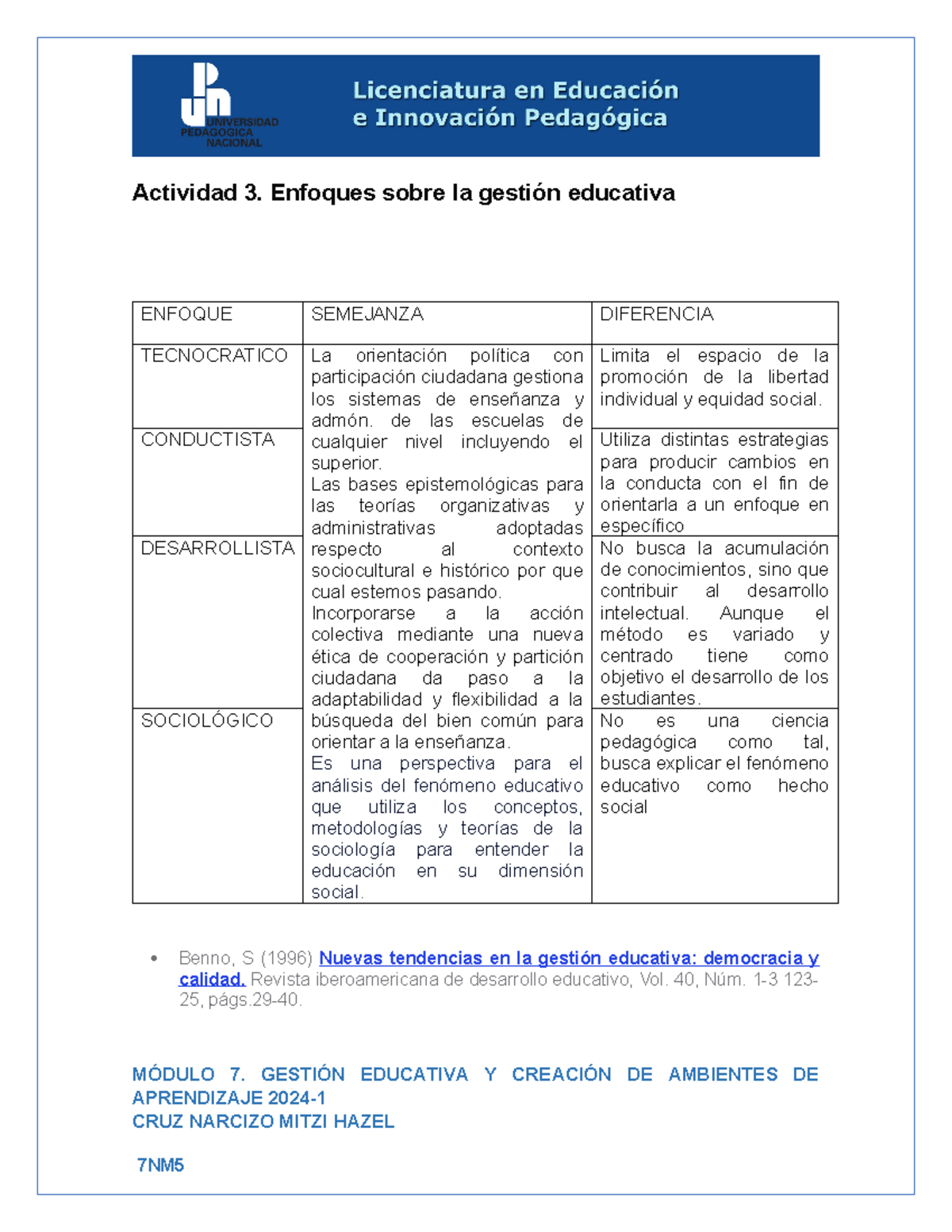 Mhcruz Enfoques Actividad 3 Enfoques Sobre La Gestión Educativa