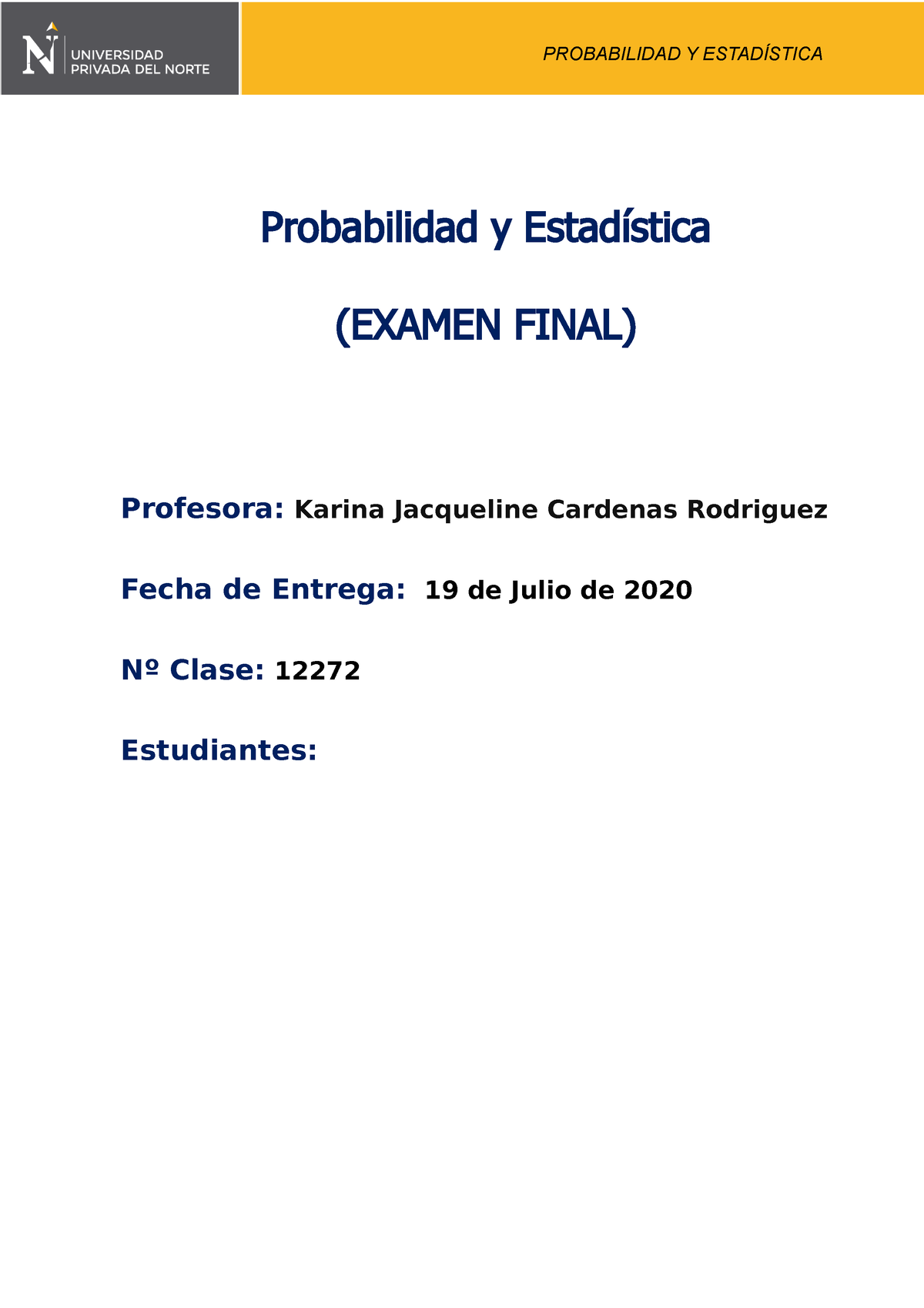 Examen Final Probabilidad Y Estadistica Probabilidad