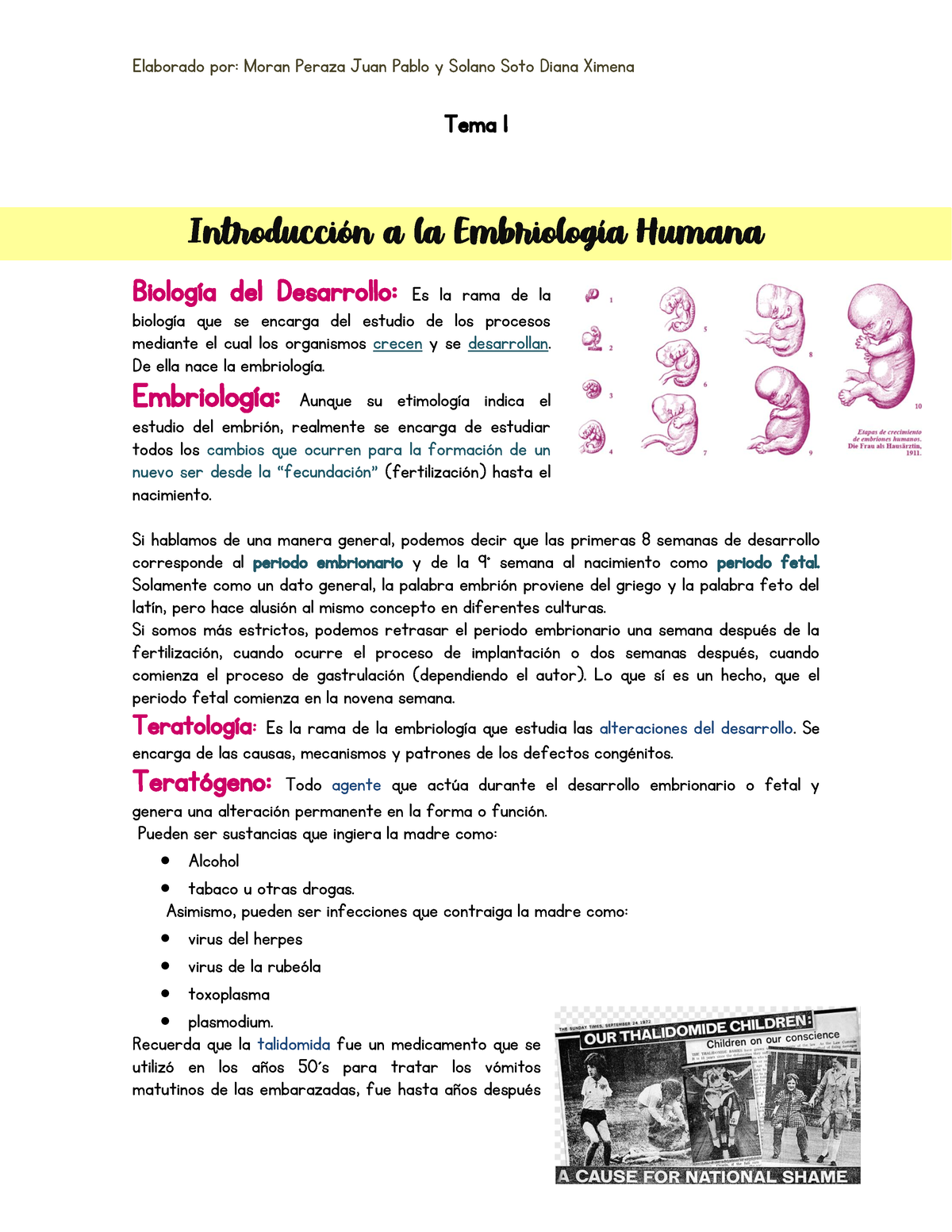 Embriología Tema 1 Introducción A La Embriología Humana Biología Del