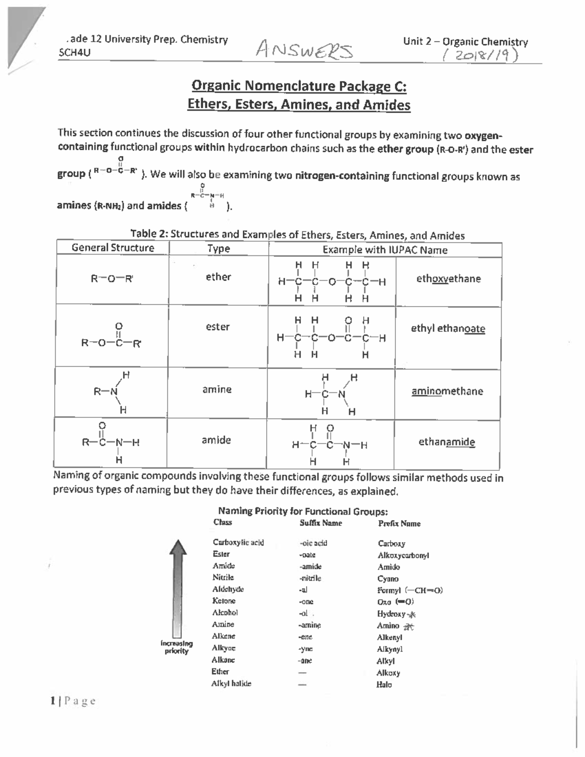 Organic Nomenclature Ethers Esters Amines Amides Answers Studocu