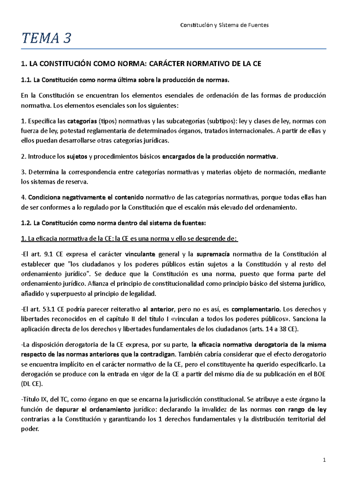 Tema 3 Resumido Tema 3 Tema 3 1 La ConstituciÓn Como Norma