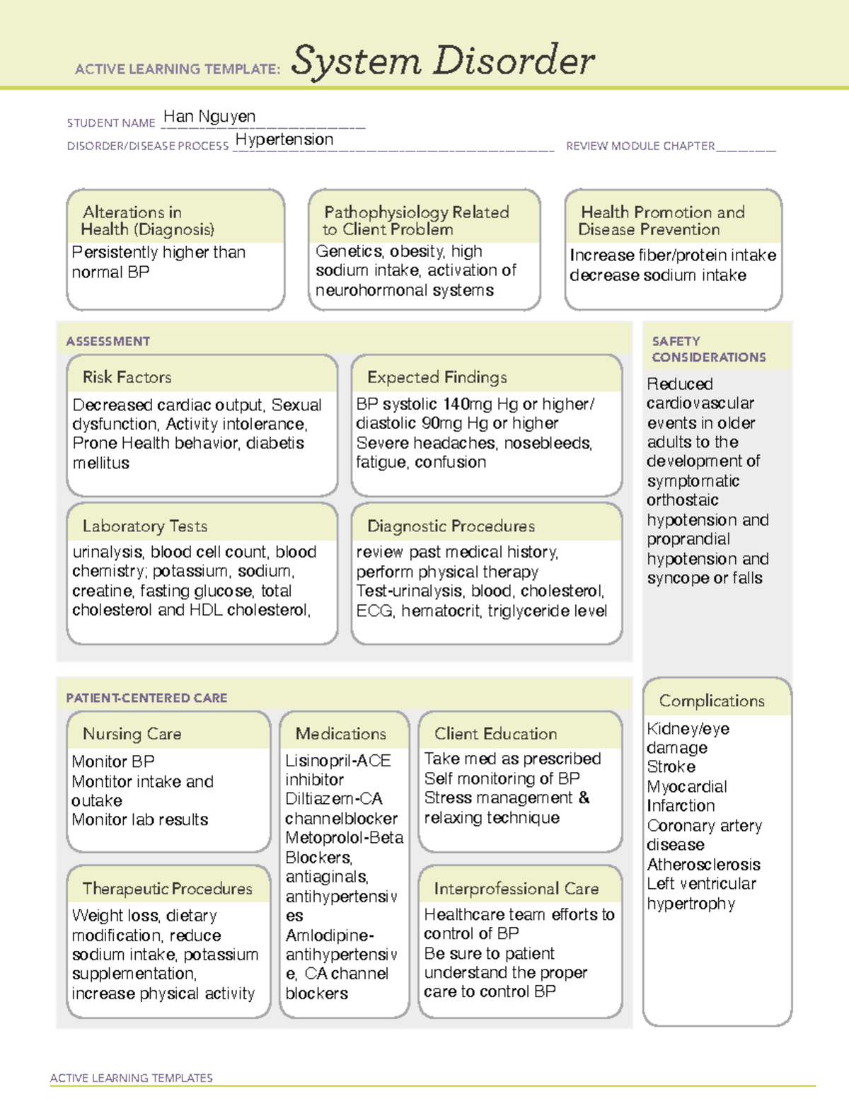 System Disorder Active Learning Template