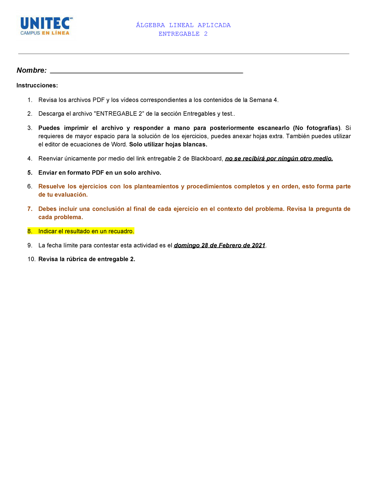 Entregable 2 Álgebra Lineal Aplicada Entregable 2 Nombre