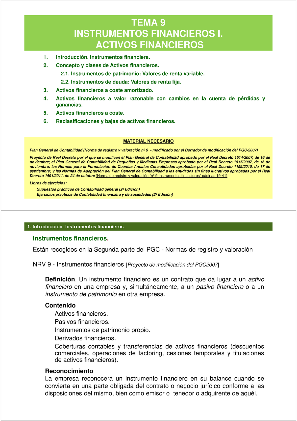 Tema 9 Instrumentos Financieros I Activos Financieros Alumnos