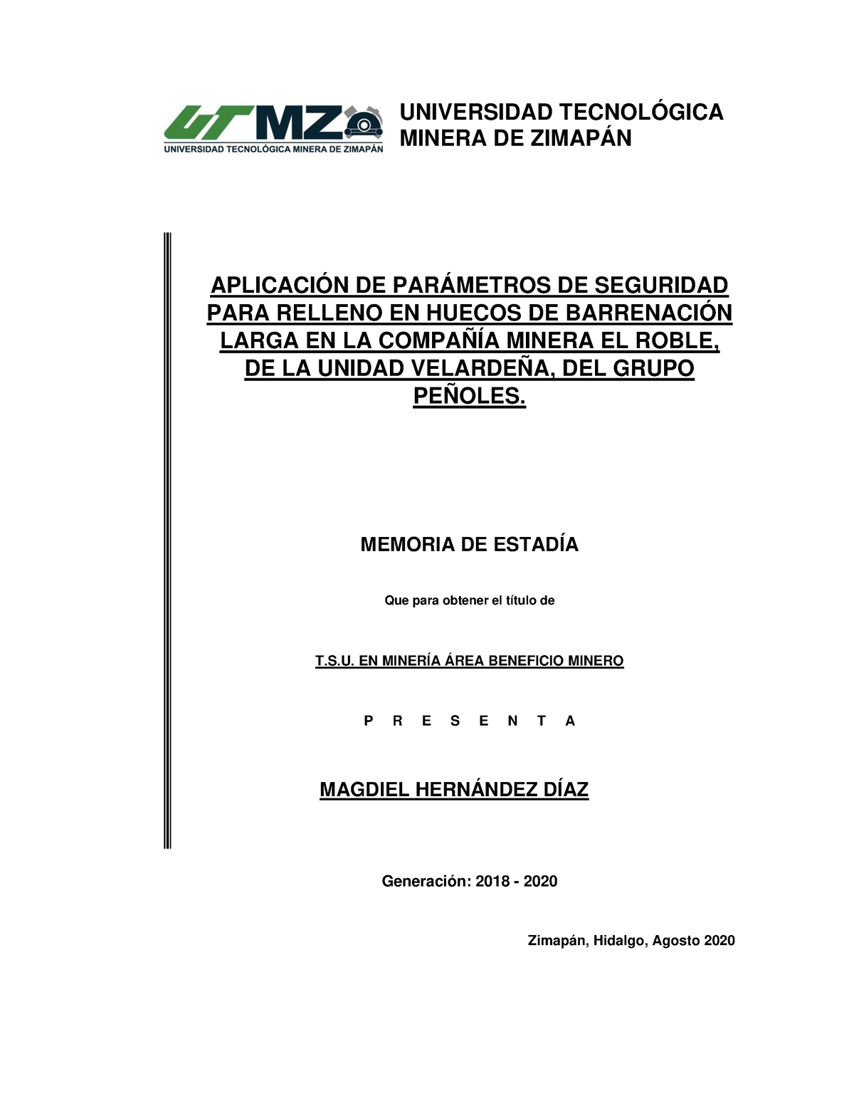 Memoria De Estadía Magdiel Hernández DÍaz Universidad TecnolÓgica