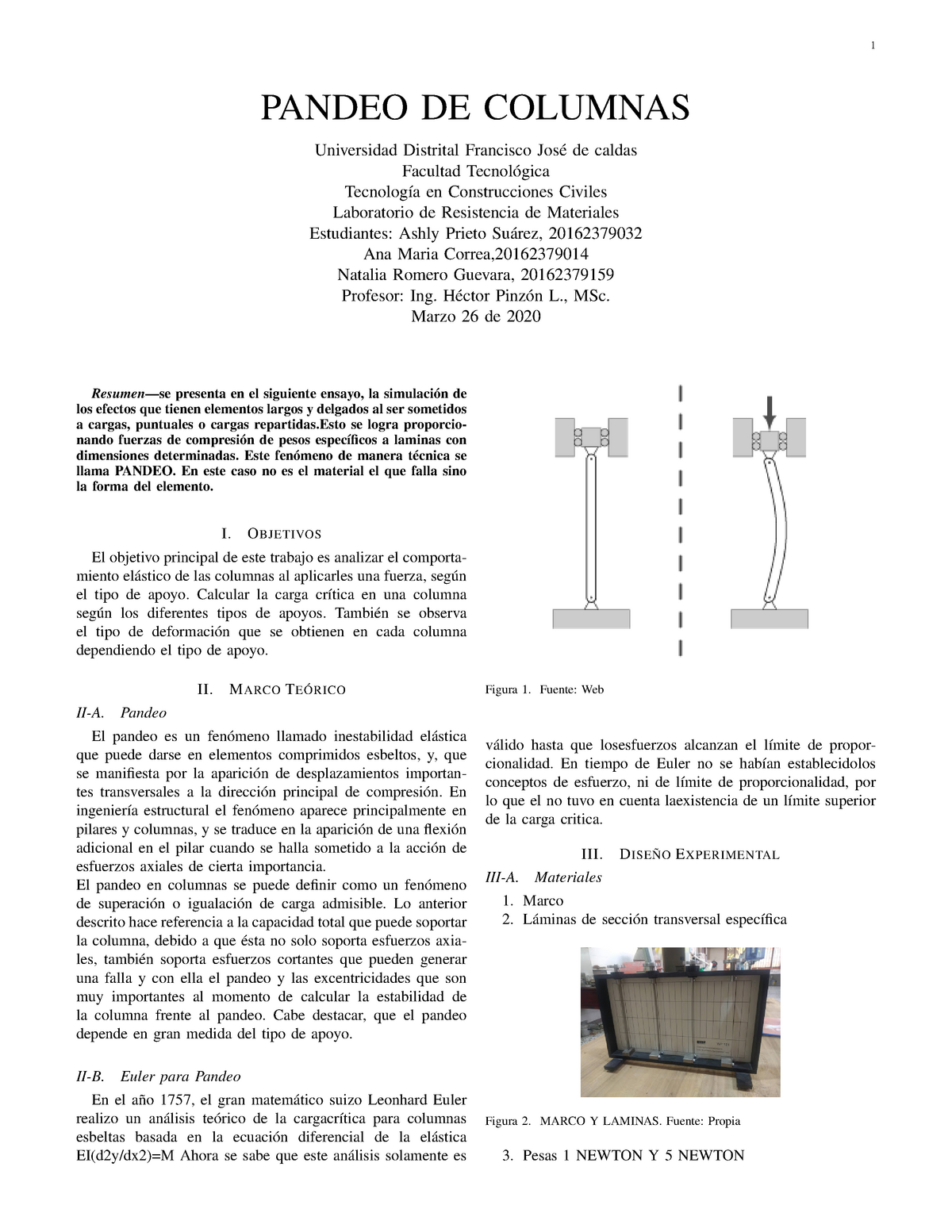 Pandeo De Columnas 1 Pandeo De Columnas Universidad Distrital