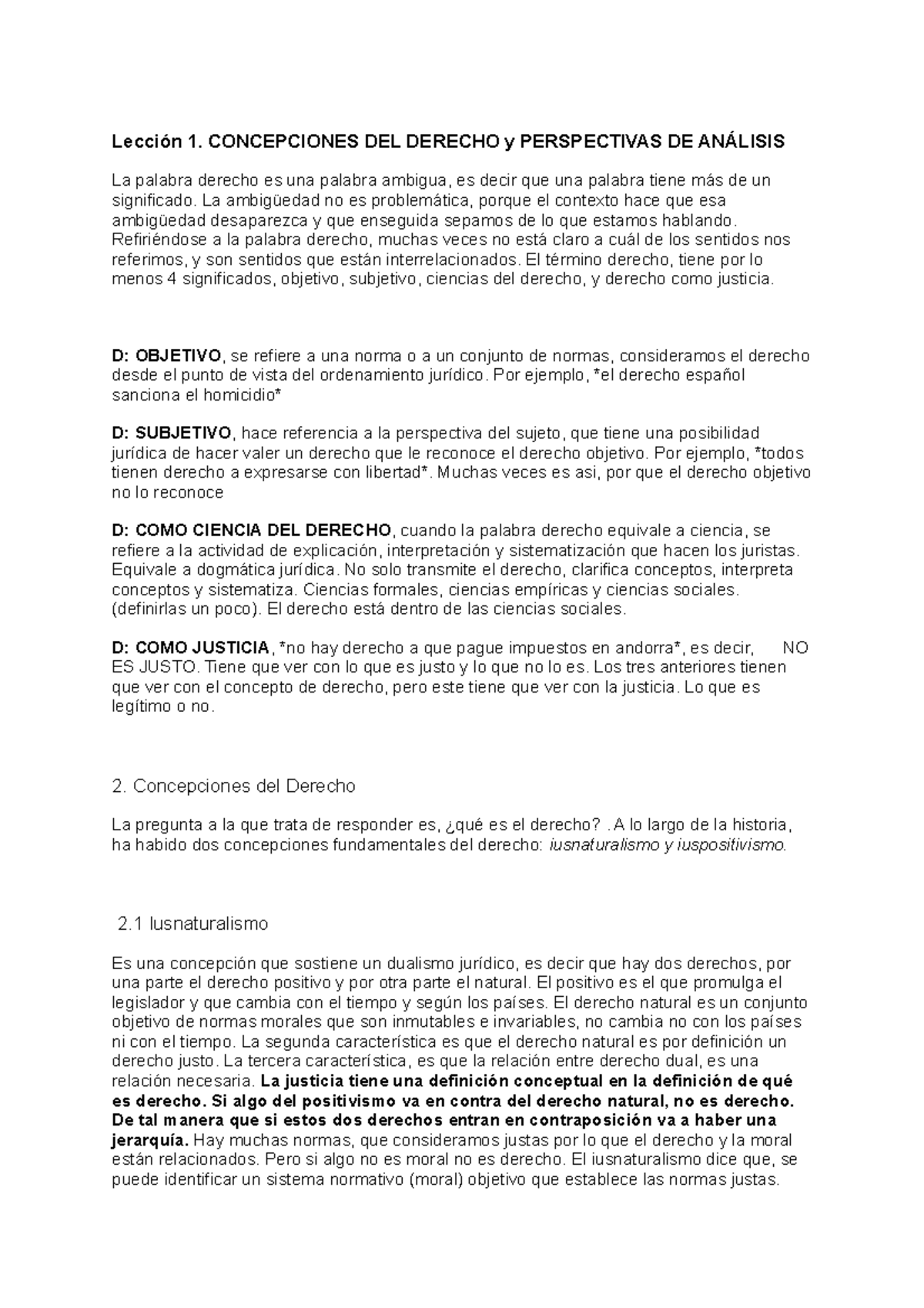 Teoria Del Del Derecho 2 Lección 1 Concepciones Del Derecho Y