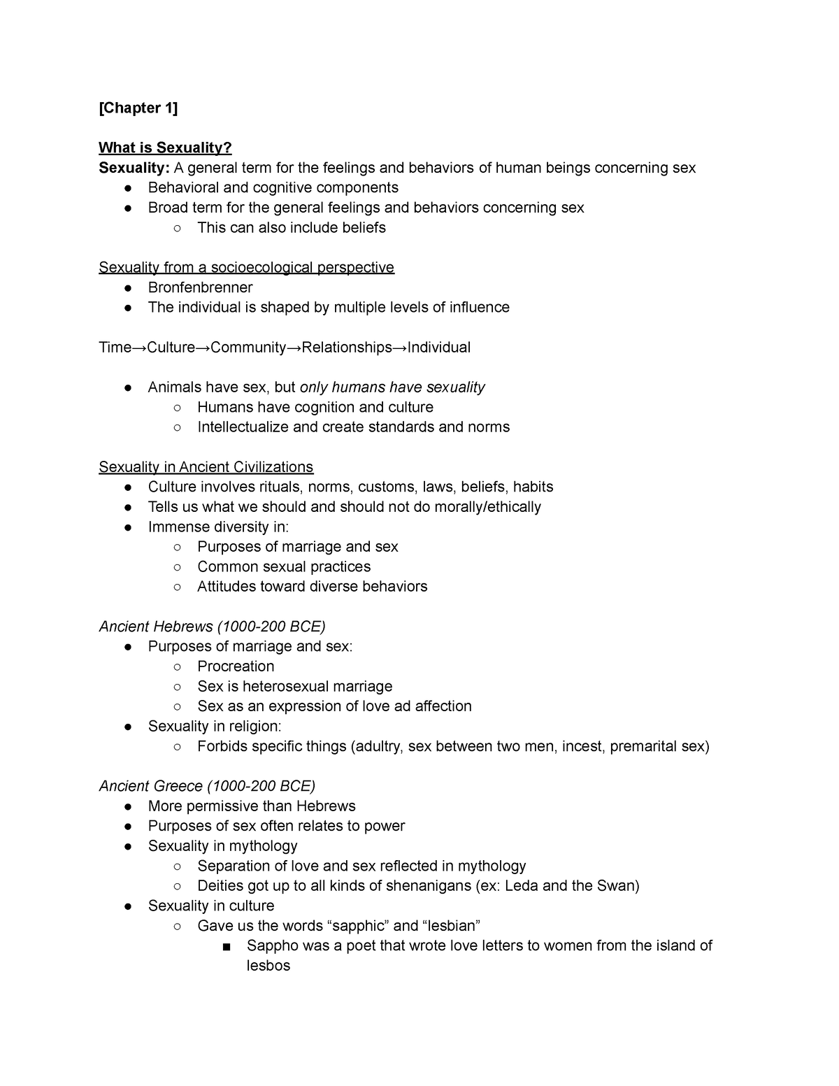 Exam 1 Human Sexuality Chapter 1 What Is Sexuality Sexuality A