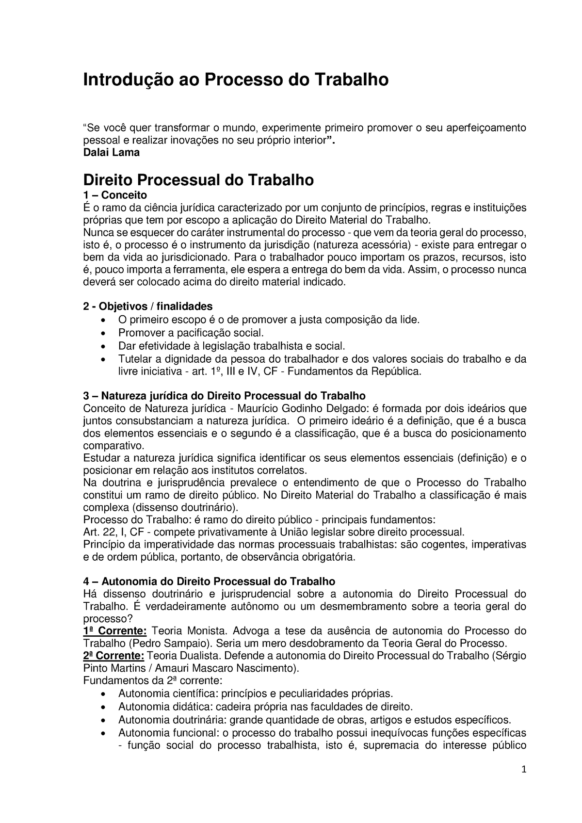 Direito Processual Do Trabalho Introdução Ao Processo Do Trabalho “se